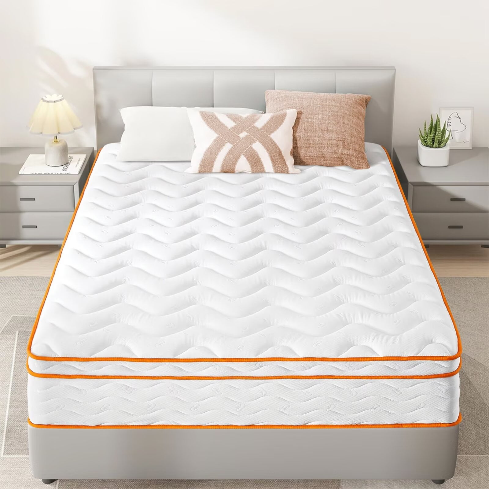 FULL Mattress, 12 Inch Innerspring Hybrid Mattress in a Box with Gel Memory Foam, Individually ...