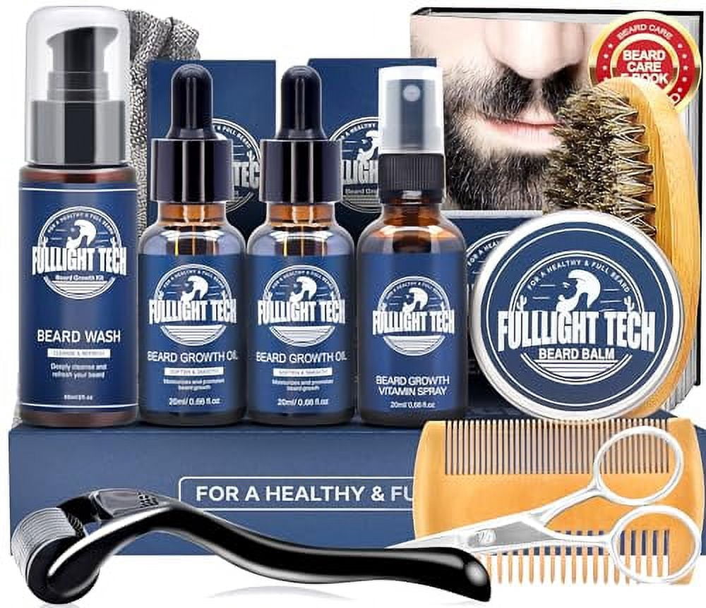 FULLLIGHT TECH Beard Kit,Beard Grooming Kit for Men w/Beard Vitamin ...