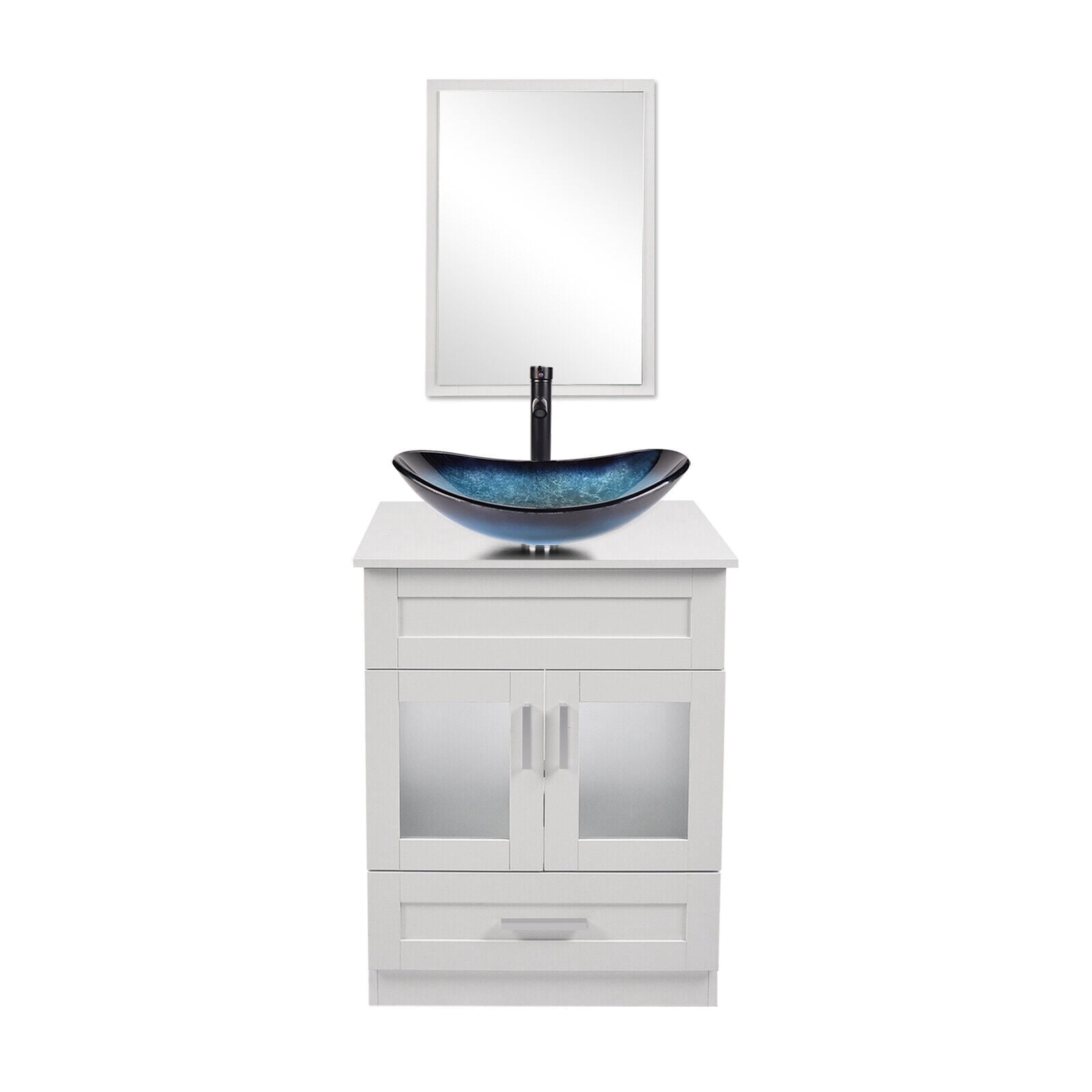 "FULLWATT 24"" Modern Bathroom Vanity Set with Mirror, Vessel Sink Bowl ...
