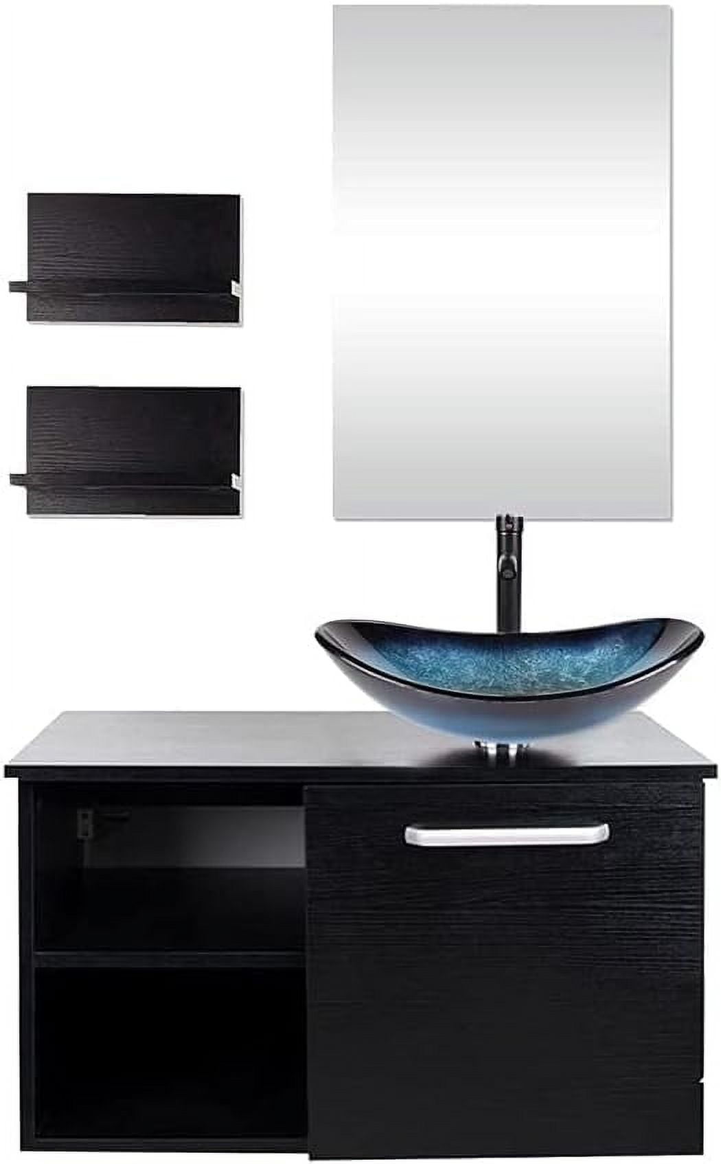 FULLWATT 28 Inch Single Wall Mounted Modern Bathroom Vanity, Wood ...