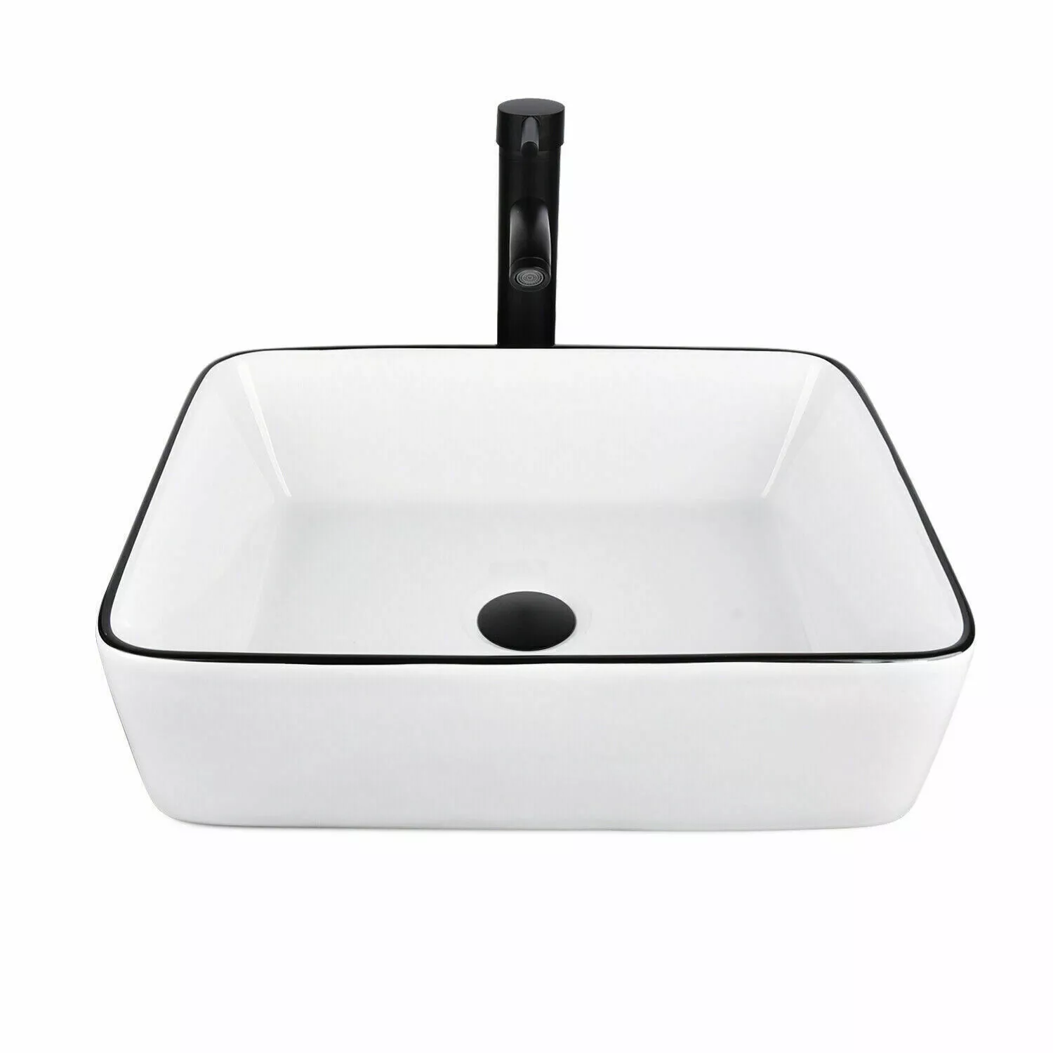 FULLWATT Rectangular Bathroom Ceramic Sink Vanity Vessel Basin with ...