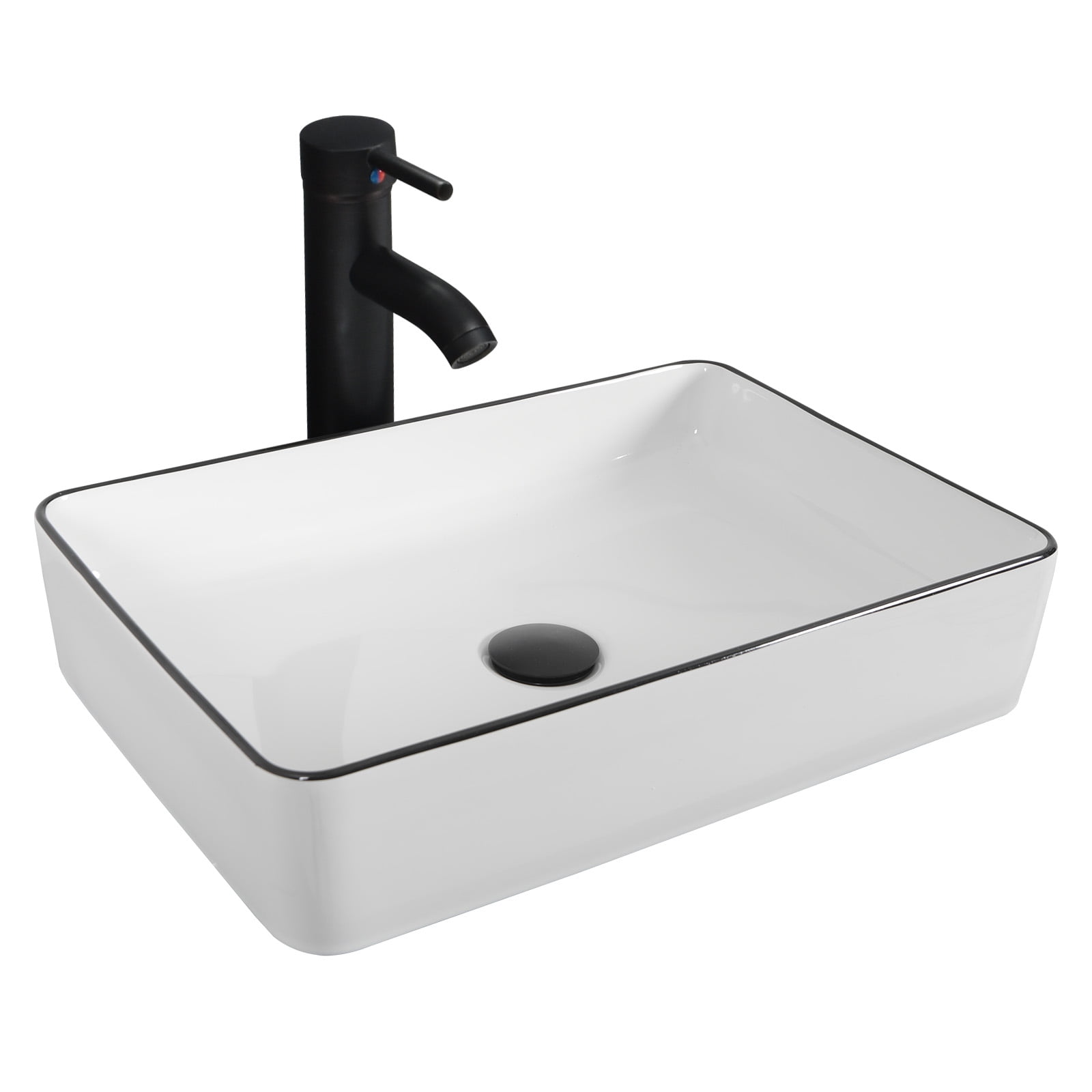 Fullwatt Bathroom Tempered Glass Vessel Sink Bowl, Faucet, Pop-up Drain ...