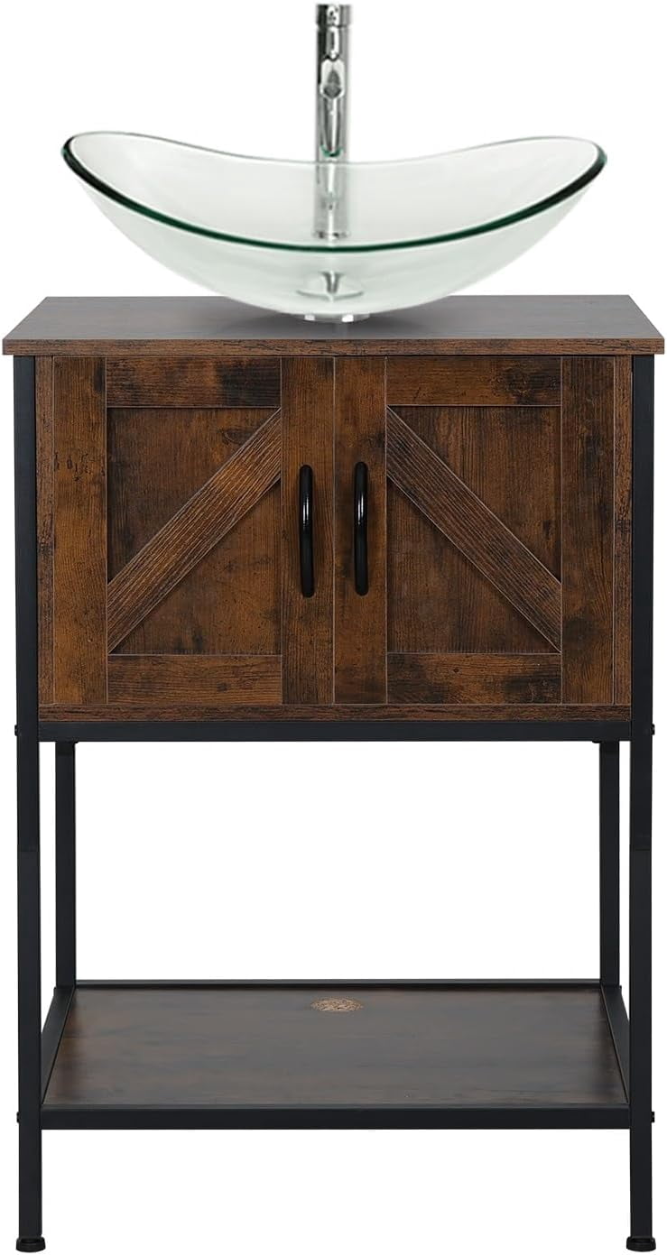 FULLWATT Bathroom Vanity 24" Classic Dark Brown Bathroom Vanity Set ...