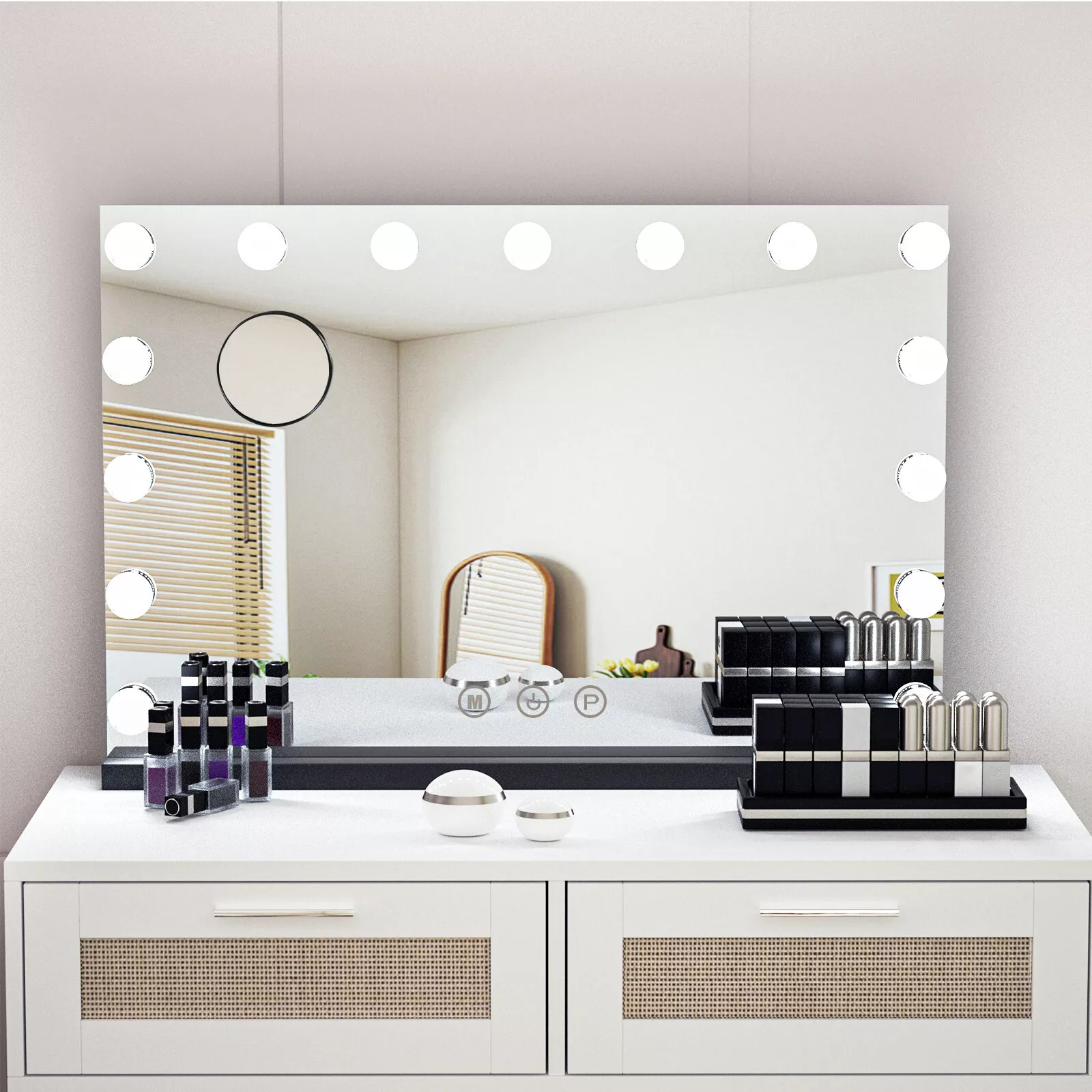 FULLWATT Hollywood Vanity Mirror with Lights, 15 Dimmable LED Bulbs 3 ...