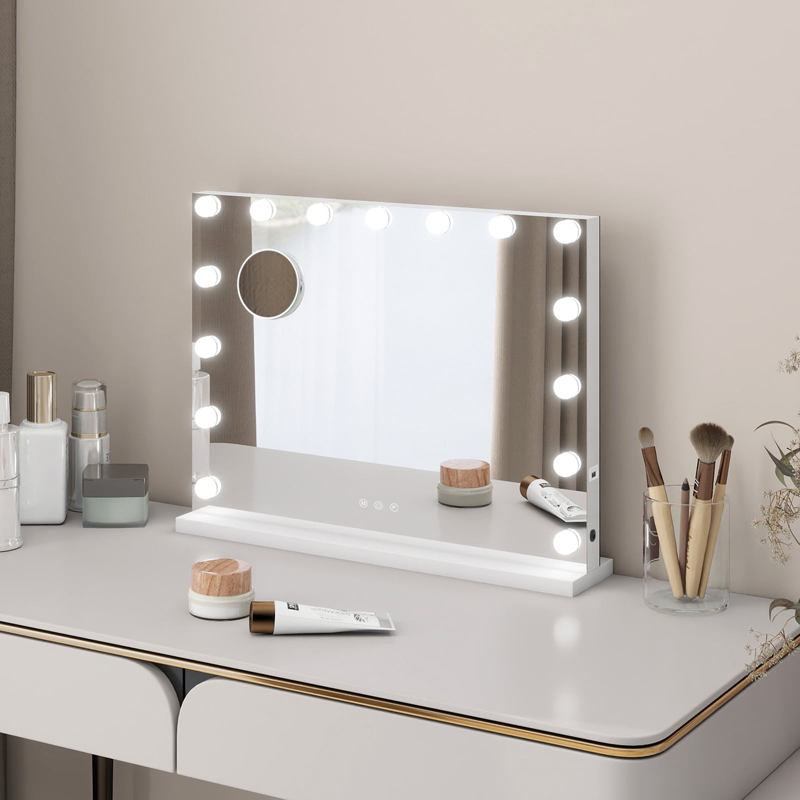 FULLWATT Hollywood Vanity Mirror with Lights, 15 Dimmable LED Bulbs 3 ...