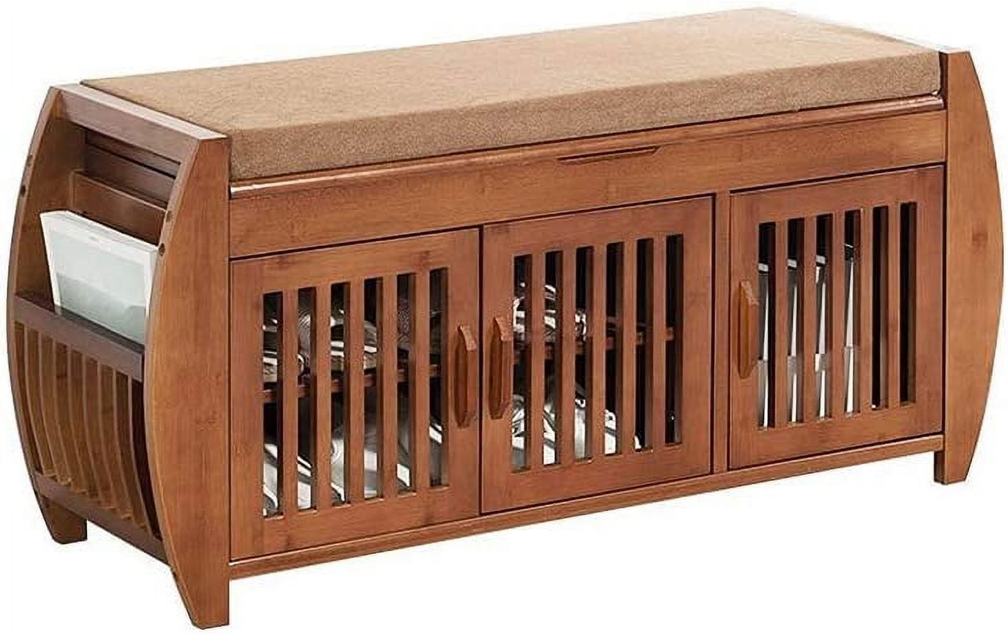 FULLWATT Modern Entry Furniture: Bamboo Shoe Storage Bench with ...