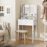 Ktaxon Makeup Vanity Table for Small Spaces, Vanity Table Set with ...
