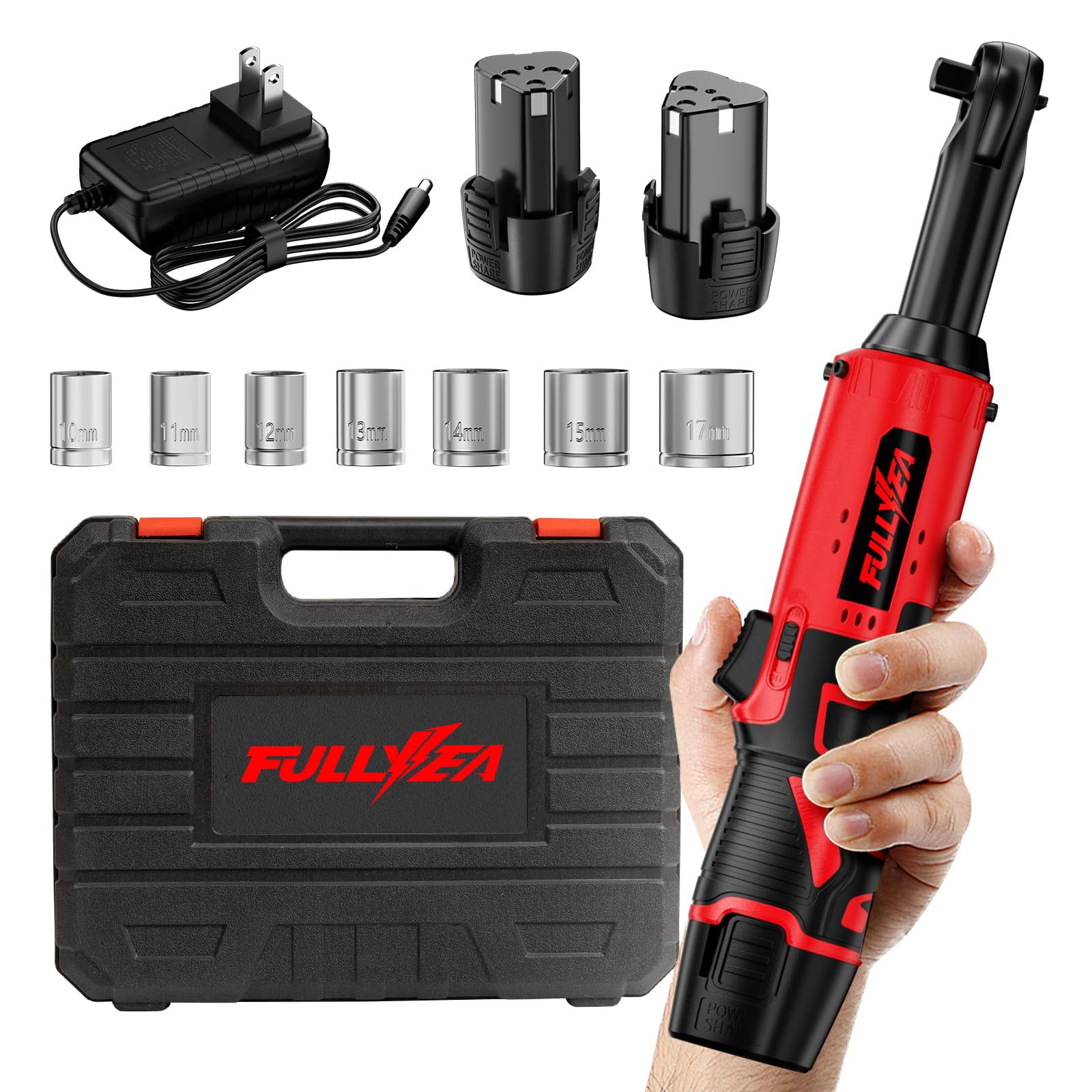 FULLYEA Electric Ratchet Wrench Set, 380 RPM Cordless Ratchet Wrench, 3 ...
