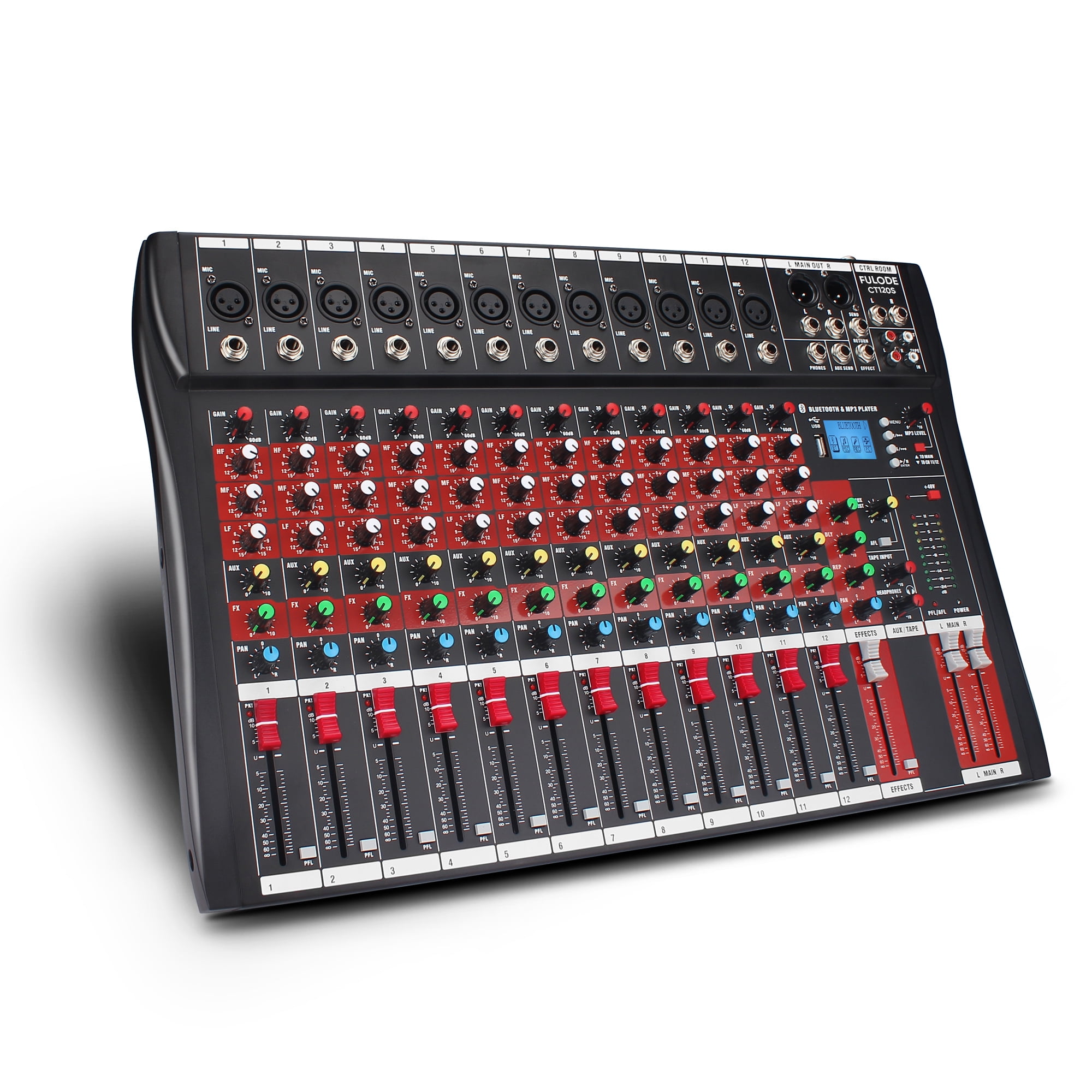 FULODE CT120S 12channel mixer audio,Console with Bluetooth USB, dj ...