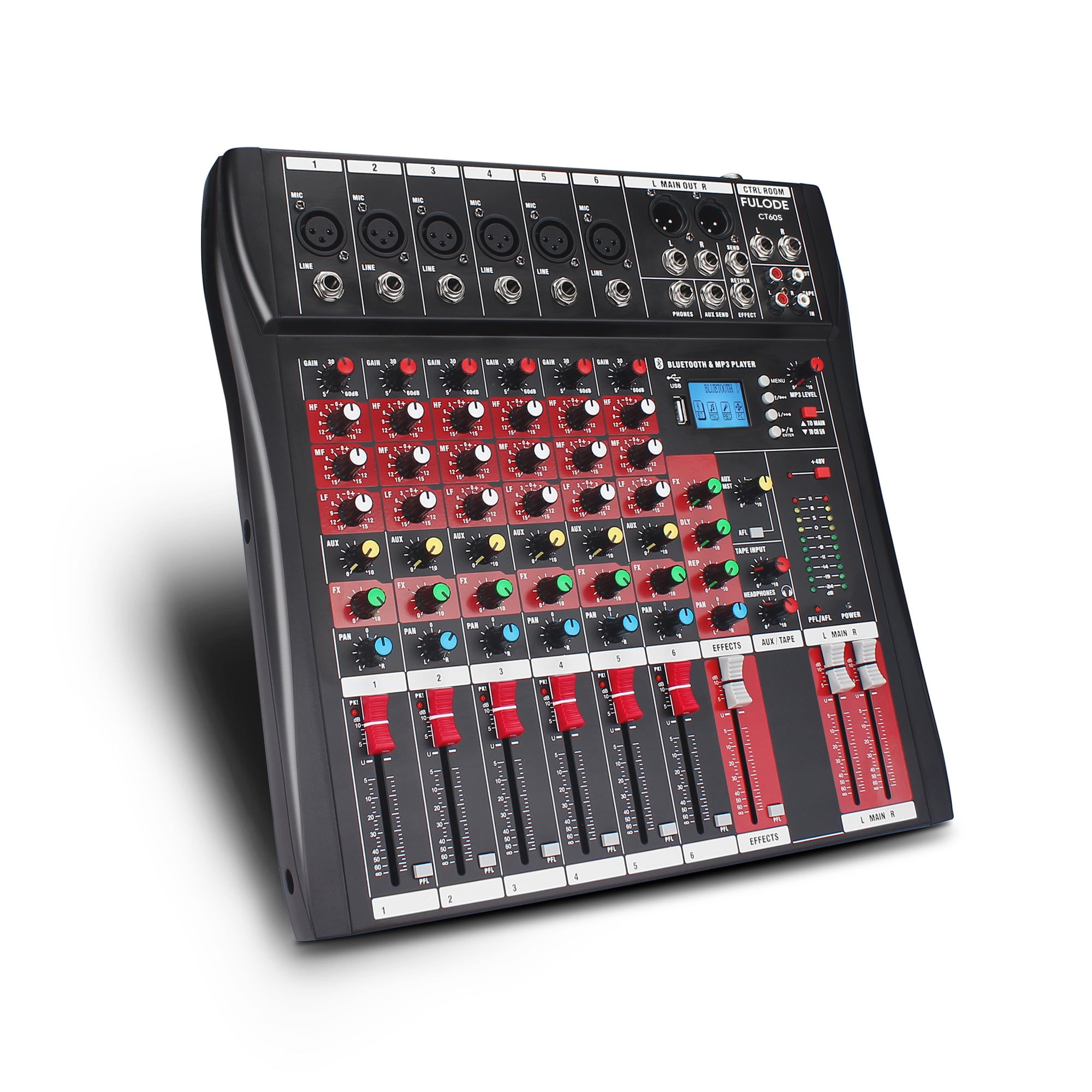 FULODE CT60 6-channel Professional mixer audio Bluetooth U disk 48V ...