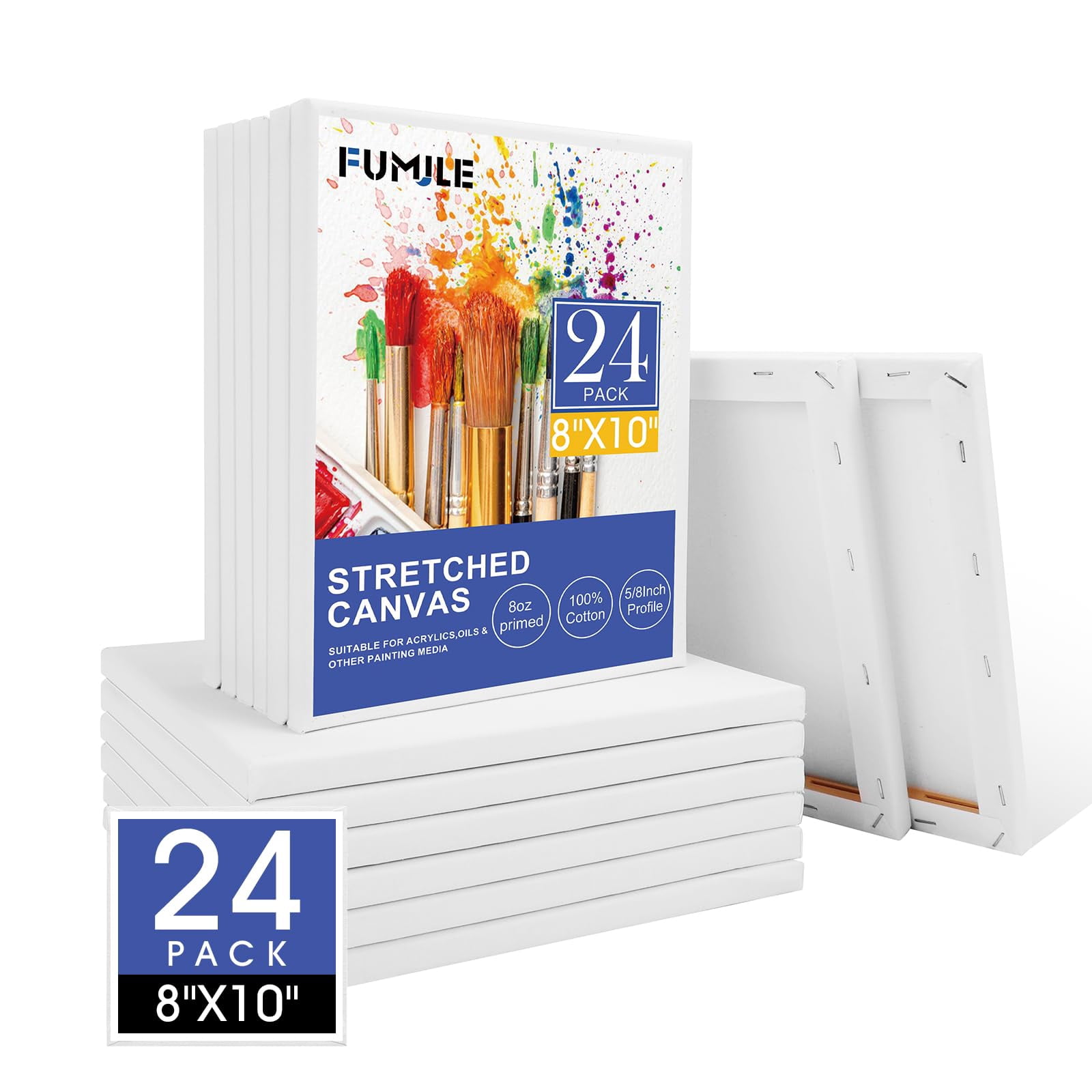 FUMILE 8x10 Canvas for Painting Stretched, 24 Pack Canvases for ...