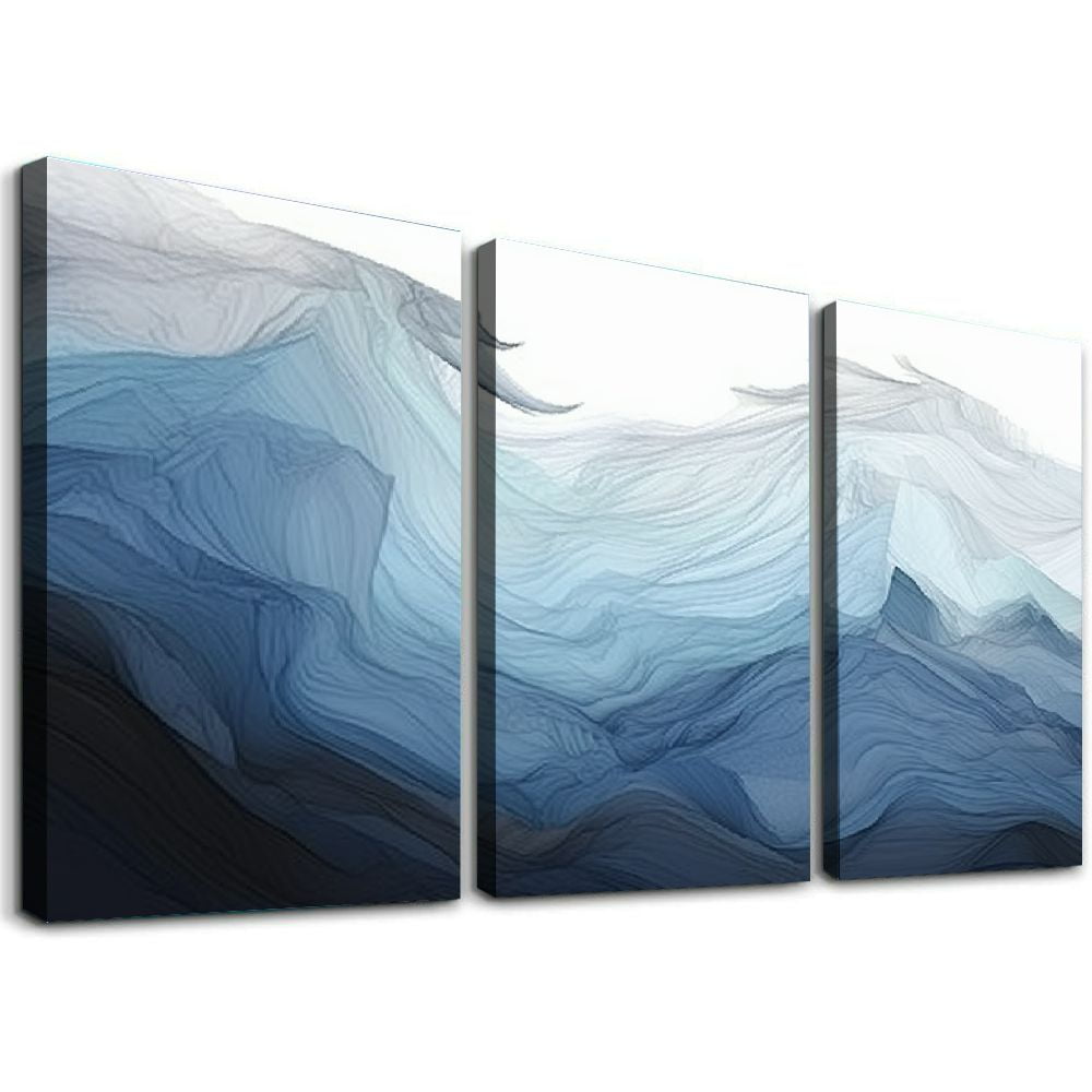 FUMJ Large Canvas Wall Art Long Horizontal Abstract Art Paintings Navy ...