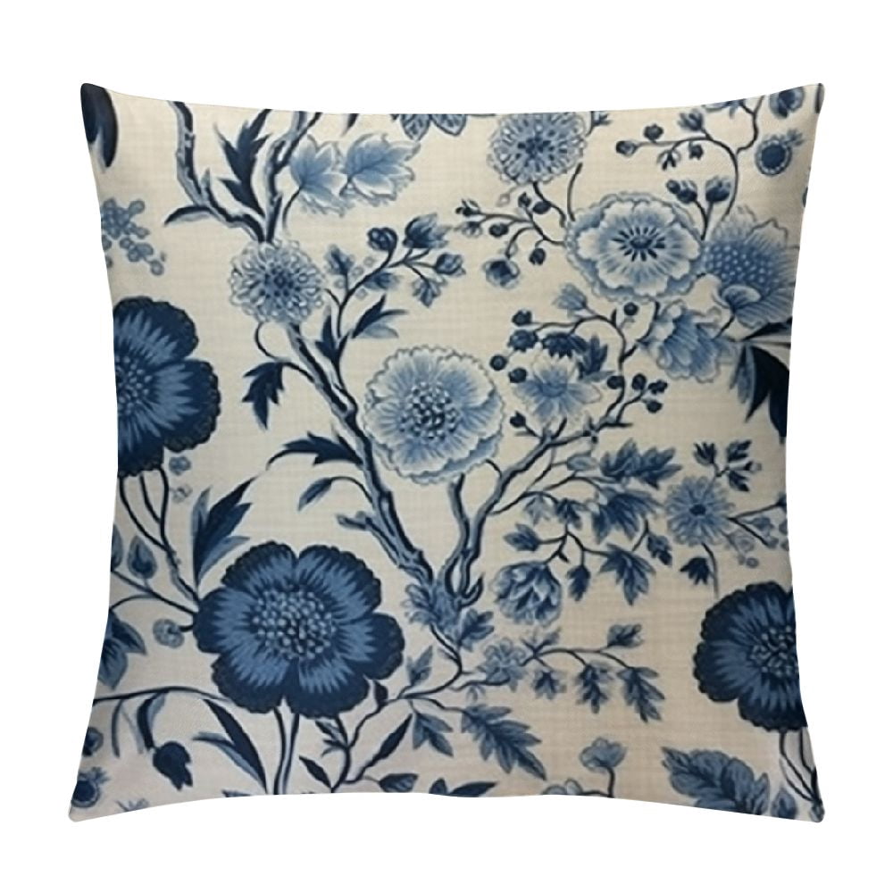 FUMJ Pillow Covers Chinoiserie Throw Pillow Cover, Decorative Blue and ...