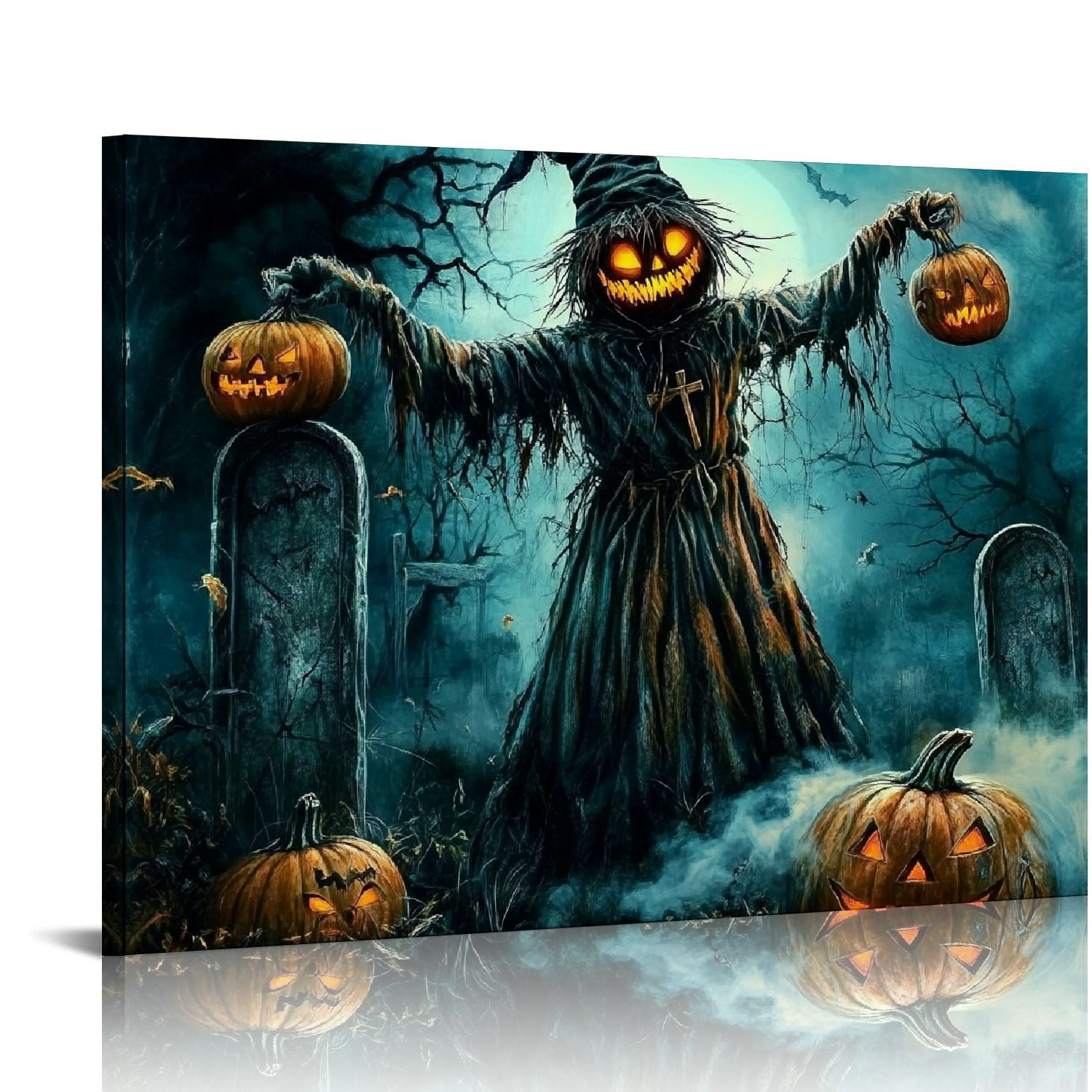 FUMJ Scarecrow Pumpkins Graveyard Art Modern Canvas Prints for ...