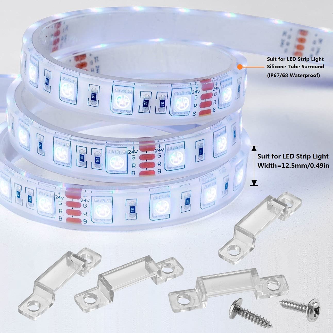 FUN-100 Pack LED Strip Light Mounting Brackets LED Strip Light Holder ...