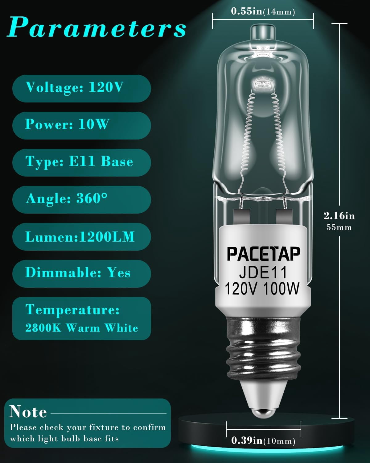 FUN-100W JDE11 120V Halogen Light Bulbs, 1200lm 2800K Warm White ...