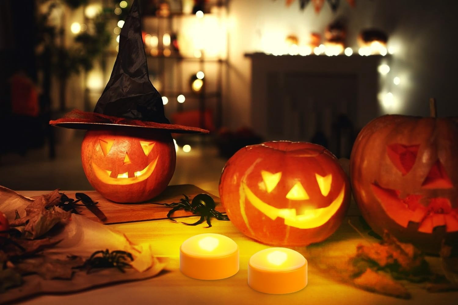 FUN-2 Pack Halloween LED Pumpkin Lights with Remote Control and Timer ...