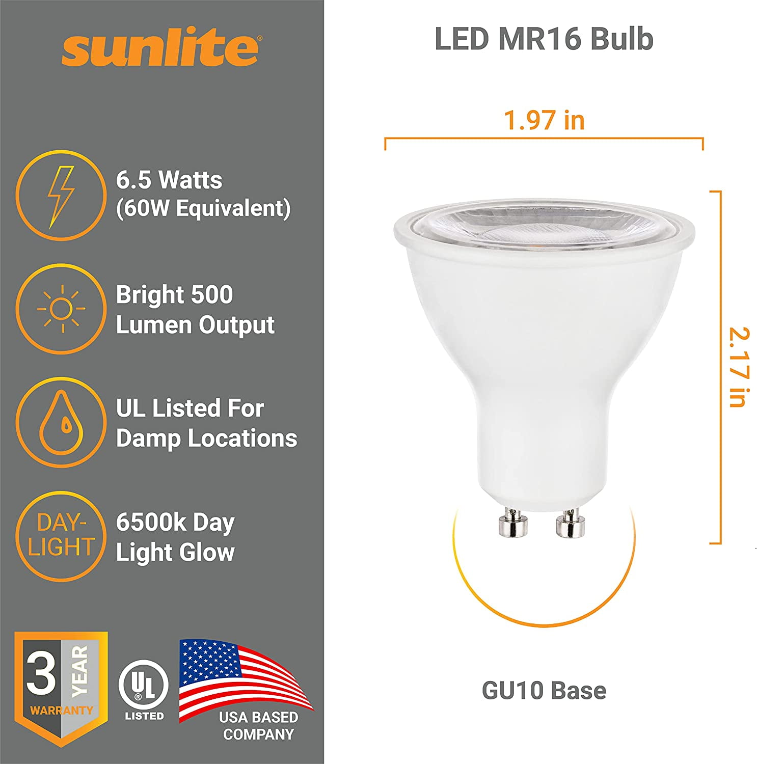 FUN-40358 LED MR16 Reflector Spotlight Bulb, 7 Watts (50W Halogen Bulb ...