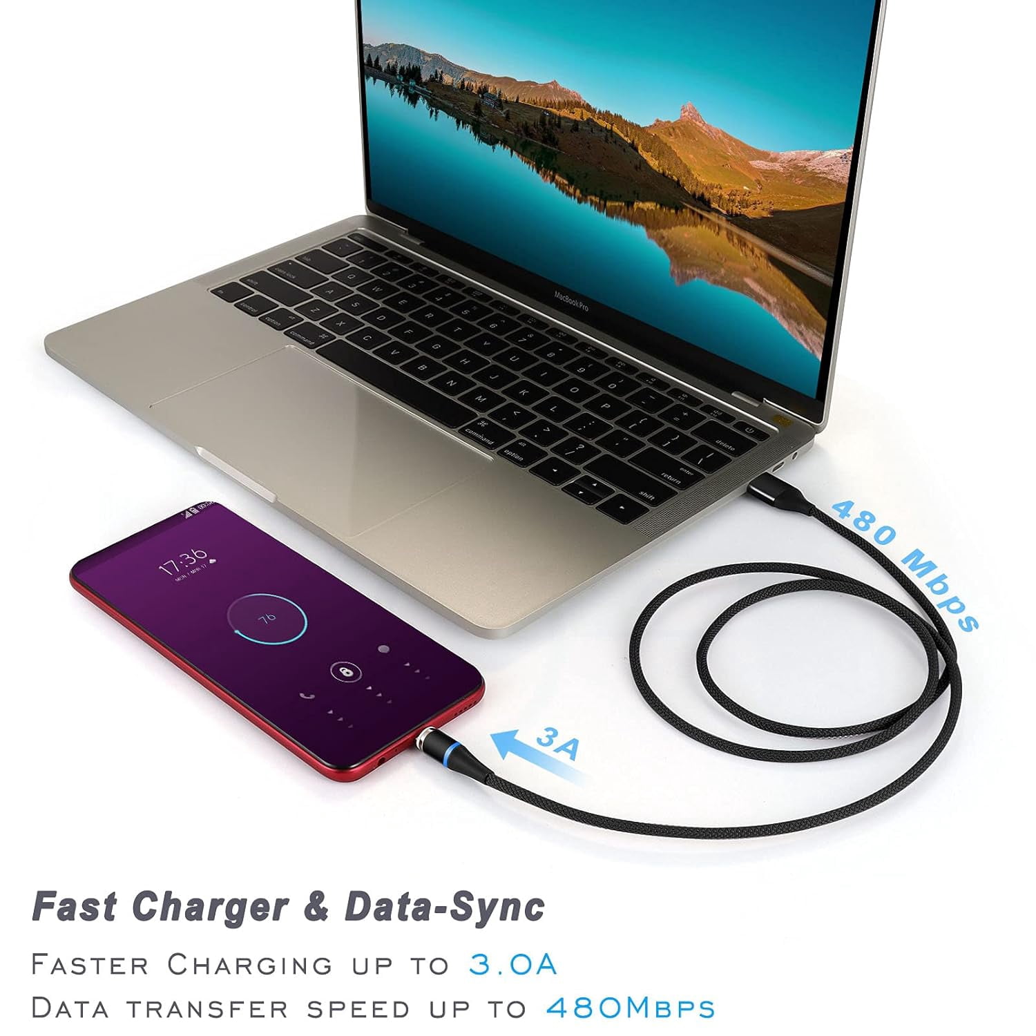 FUN-6.6Ft Fast Charging Magnetic Cable with 4Pcs 7-Pin Magnetic Tips ...