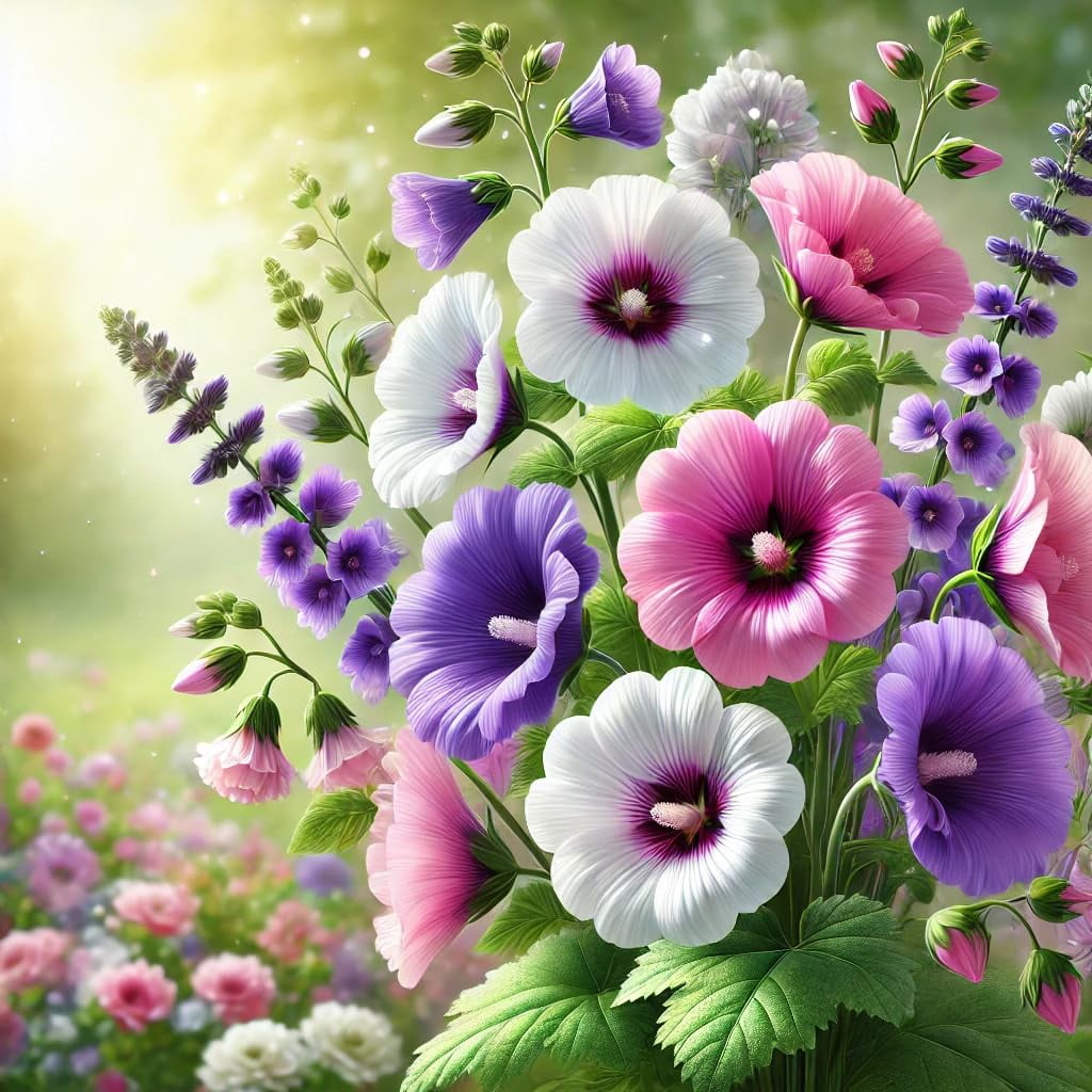 FUN AND GROW SEEDS: Seeds Hollyhock BSL1 Spring Mix Perennial Flowers ...