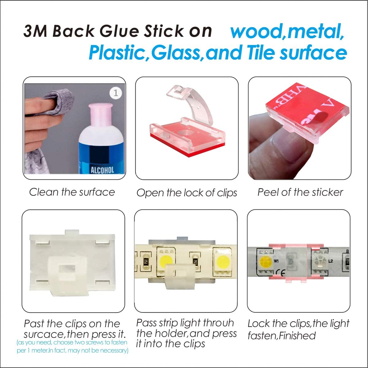 FUN-ATB Future LED Strip Light Self-Adhesive Mounting Brackets and ...