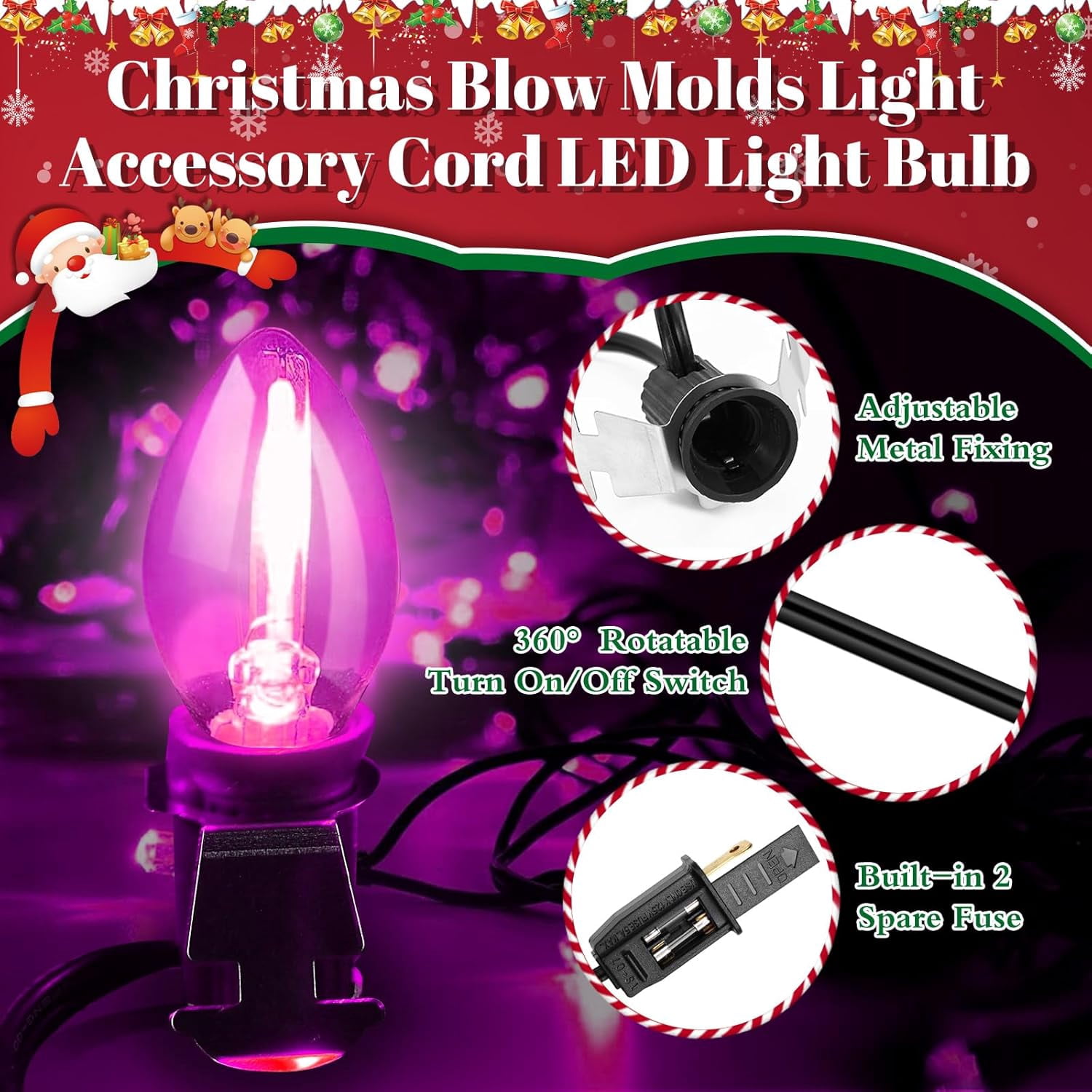 FUN-Christmas Village Light, 11.8ft Accessory Cord with 6 LED Light ...