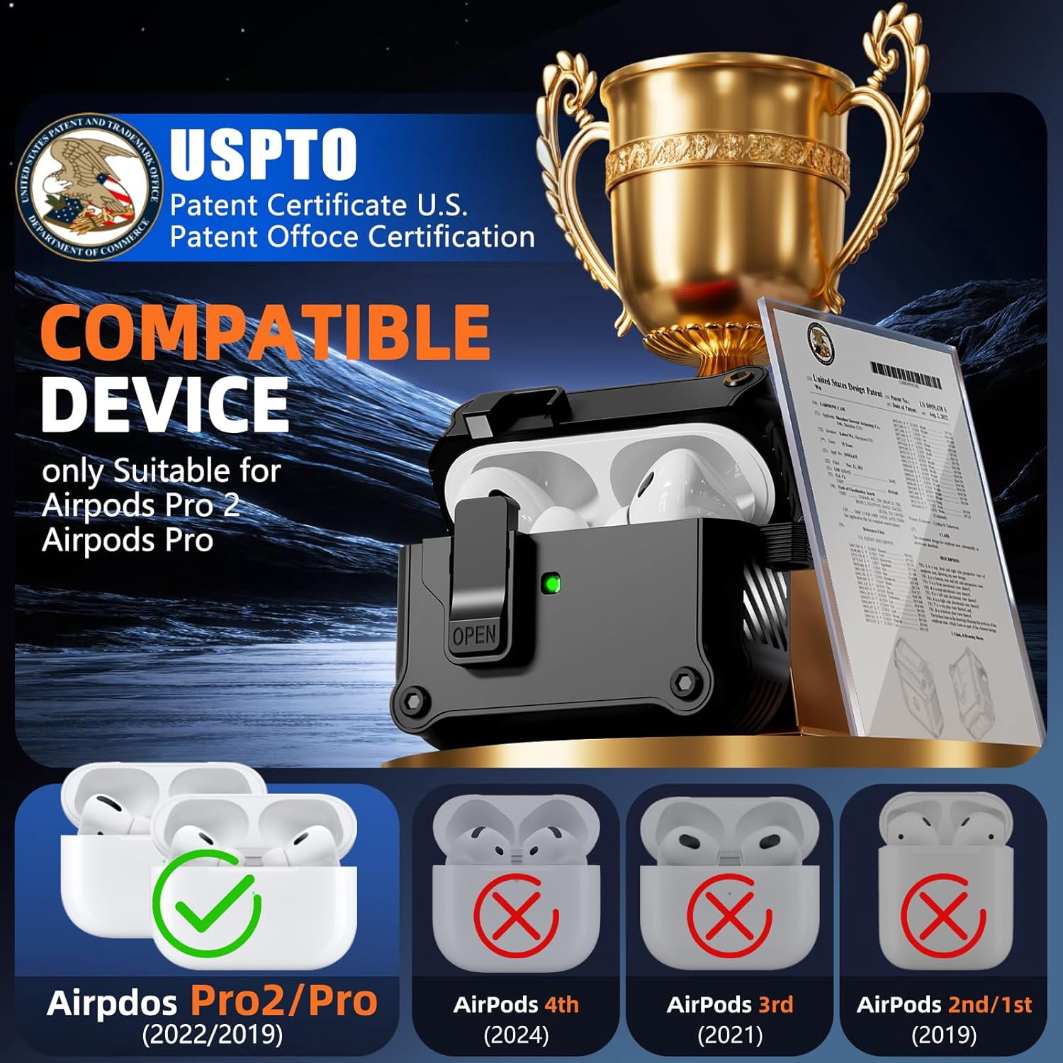 FUN-Compatible with AirPods Pro 2nd/1st Generation Case Cover,with ...