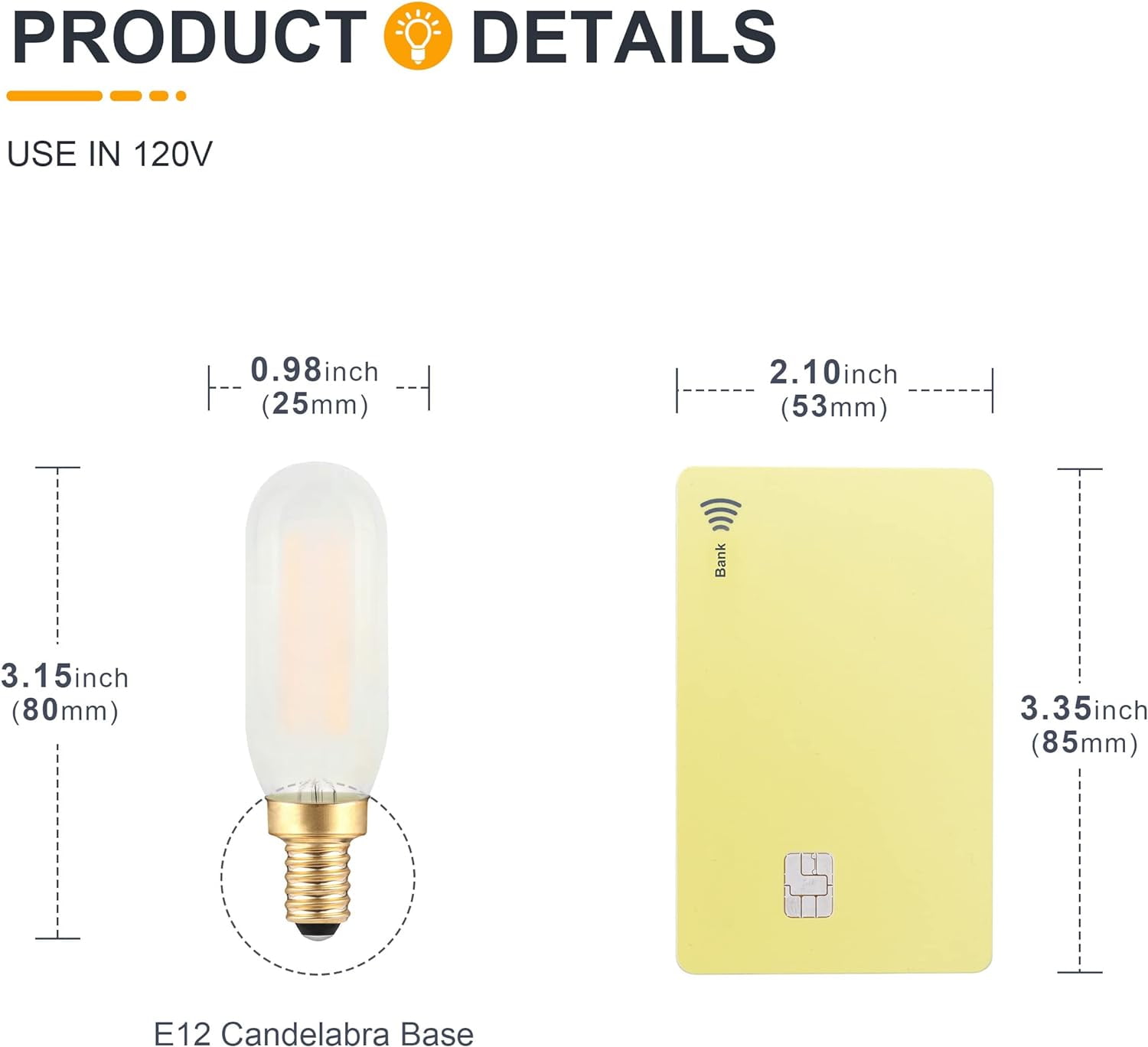 FUN-Dimmable Frosted E12 Candelabra LED Edison Bulb- 2W Equal 25W Small ...