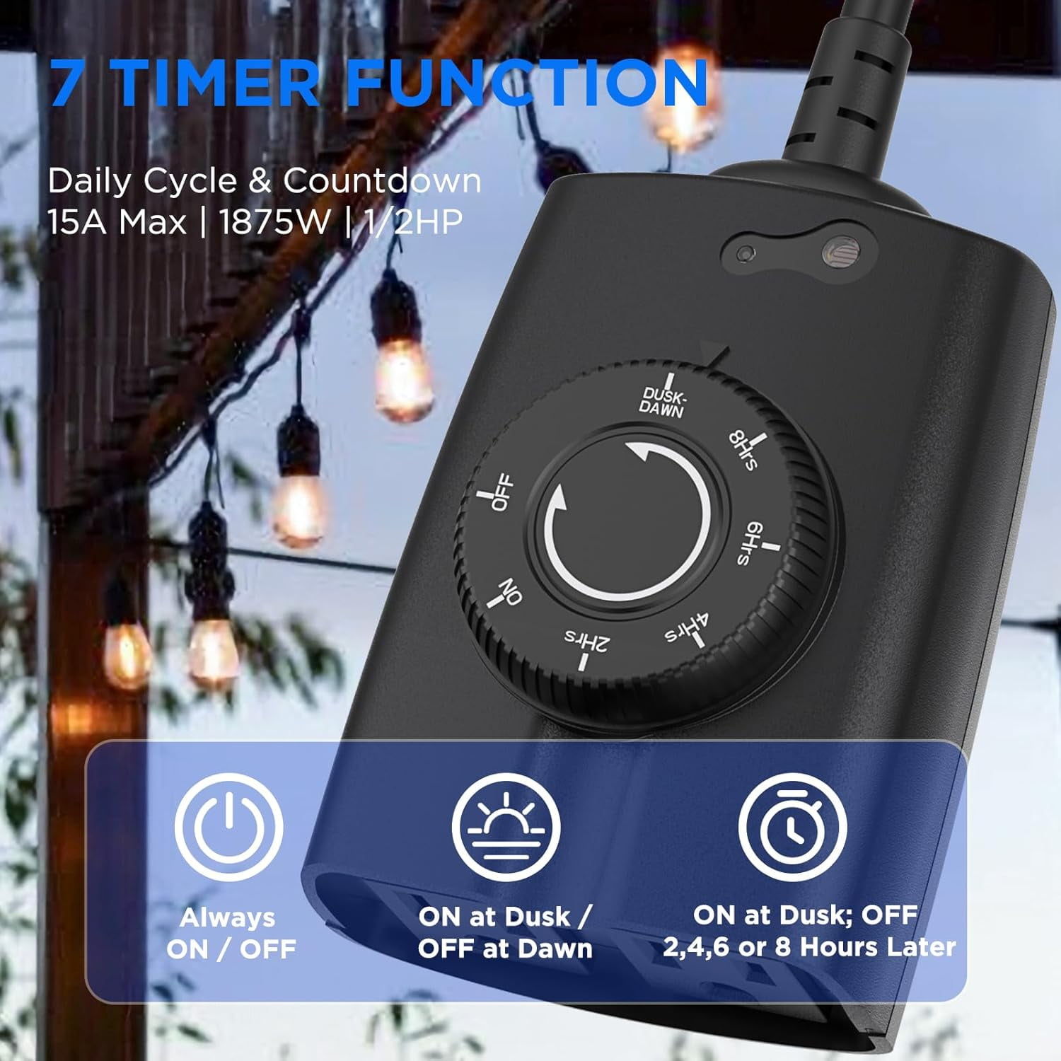 FUN-Dusk to Dawn Outdoor Timer for Light Sensor Timer Waterproof 2 ...