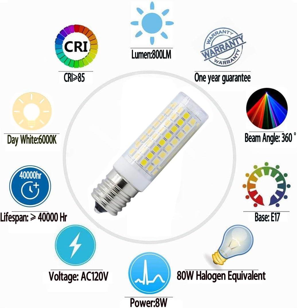 TRHOO-E17 LED8W Microwave Oven Bulb80W Halogen Equivalent Dimmable E17 ...