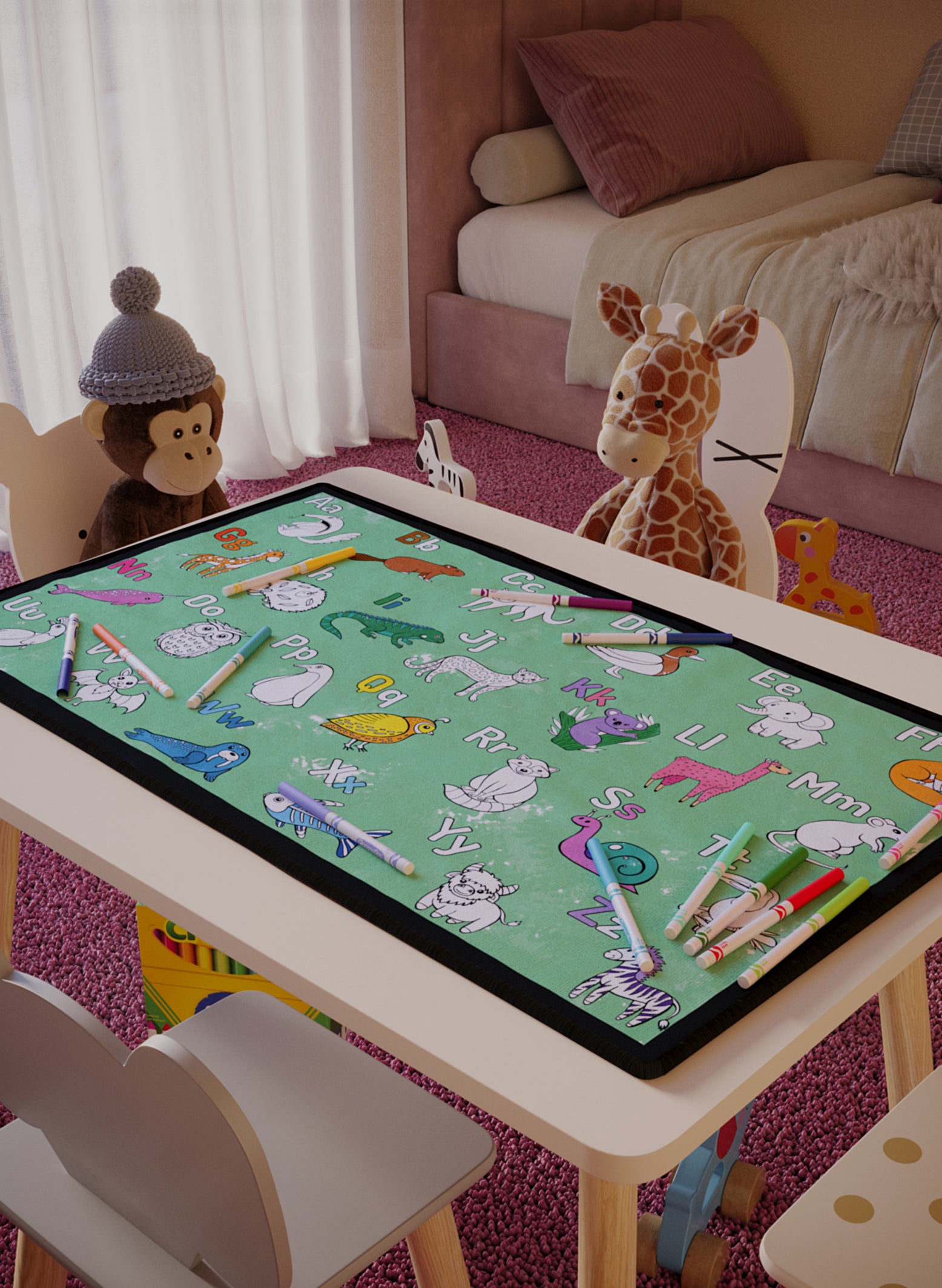 FUN Educational Learning Coloring Mat, Learn and Color Animal Alphabet ...