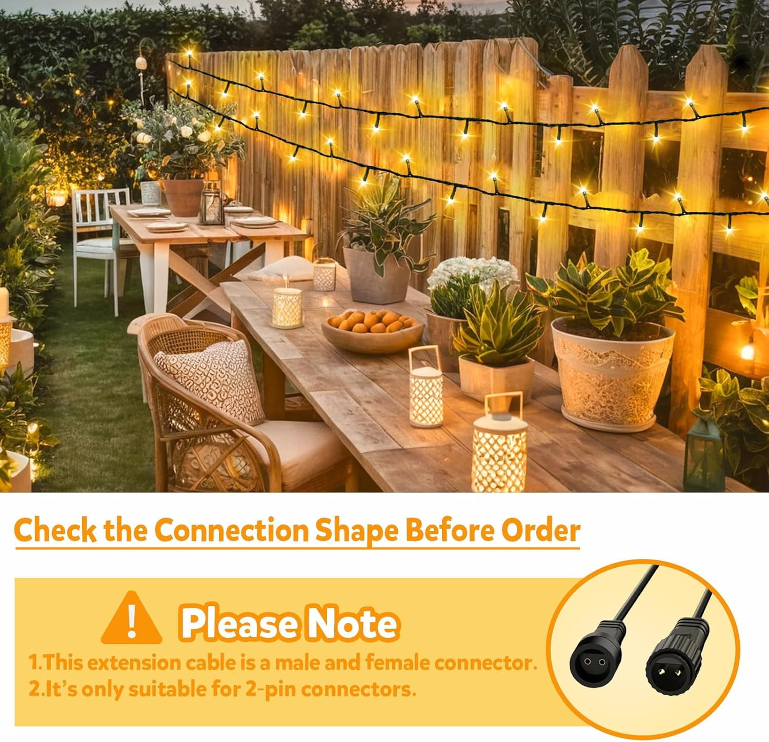 FUN-Extension Cords for String Lights Inflatable Decorations, 2 Pin 32 ...