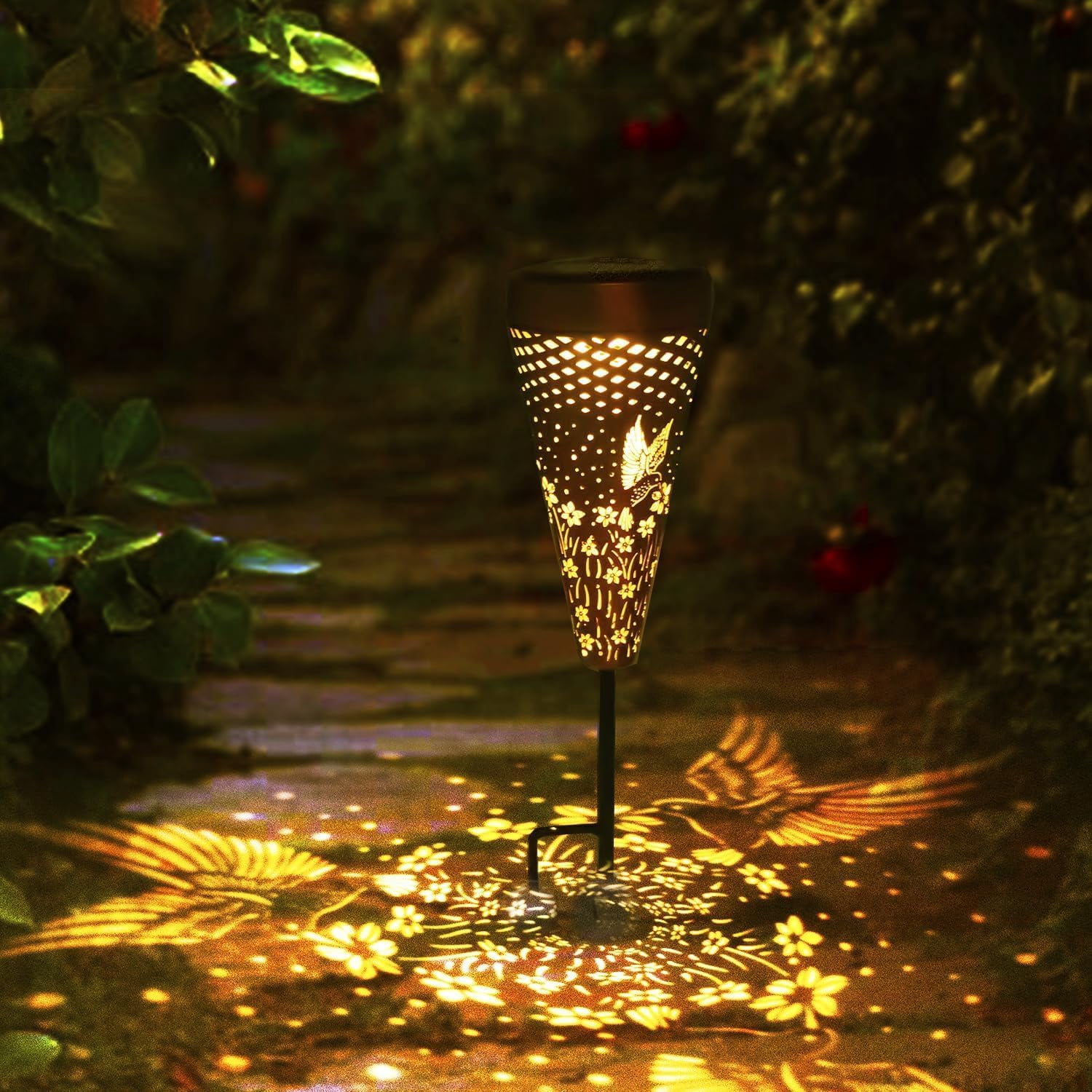 FUN-FUN-2 Pack Hummingbird Solar Pathway Lights Outdoor,Metal Garden ...