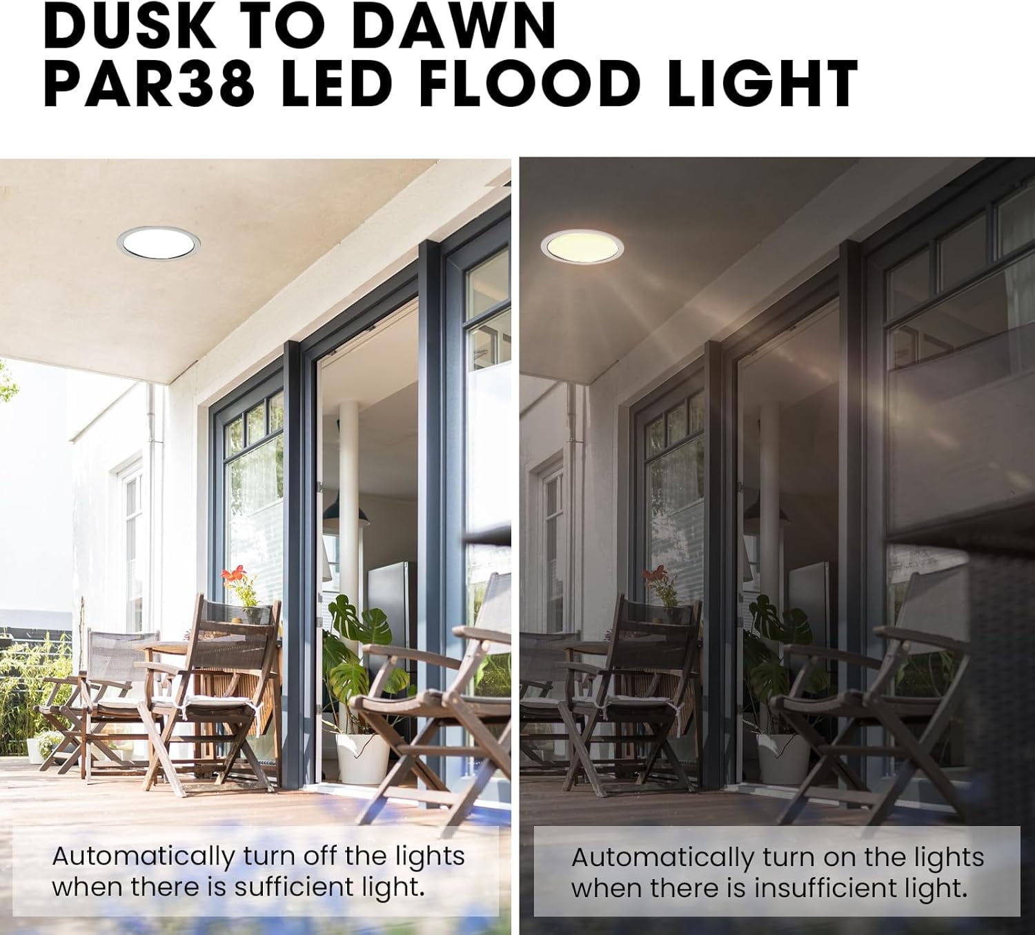 FUN-FUN-2 Pack LED PAR38 Dusk to Dawn Flood Light Bulbs Outdoor 20W ...