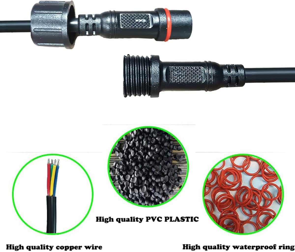 FUN-FUN-4Pin Waterproof Connector,4 Wire Electrical Connector,with ...