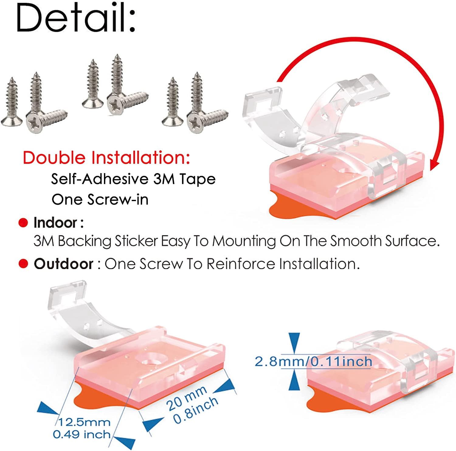 FUN-FUN-Double Installation LED Strip Light Mounting Brackets and Clips ...