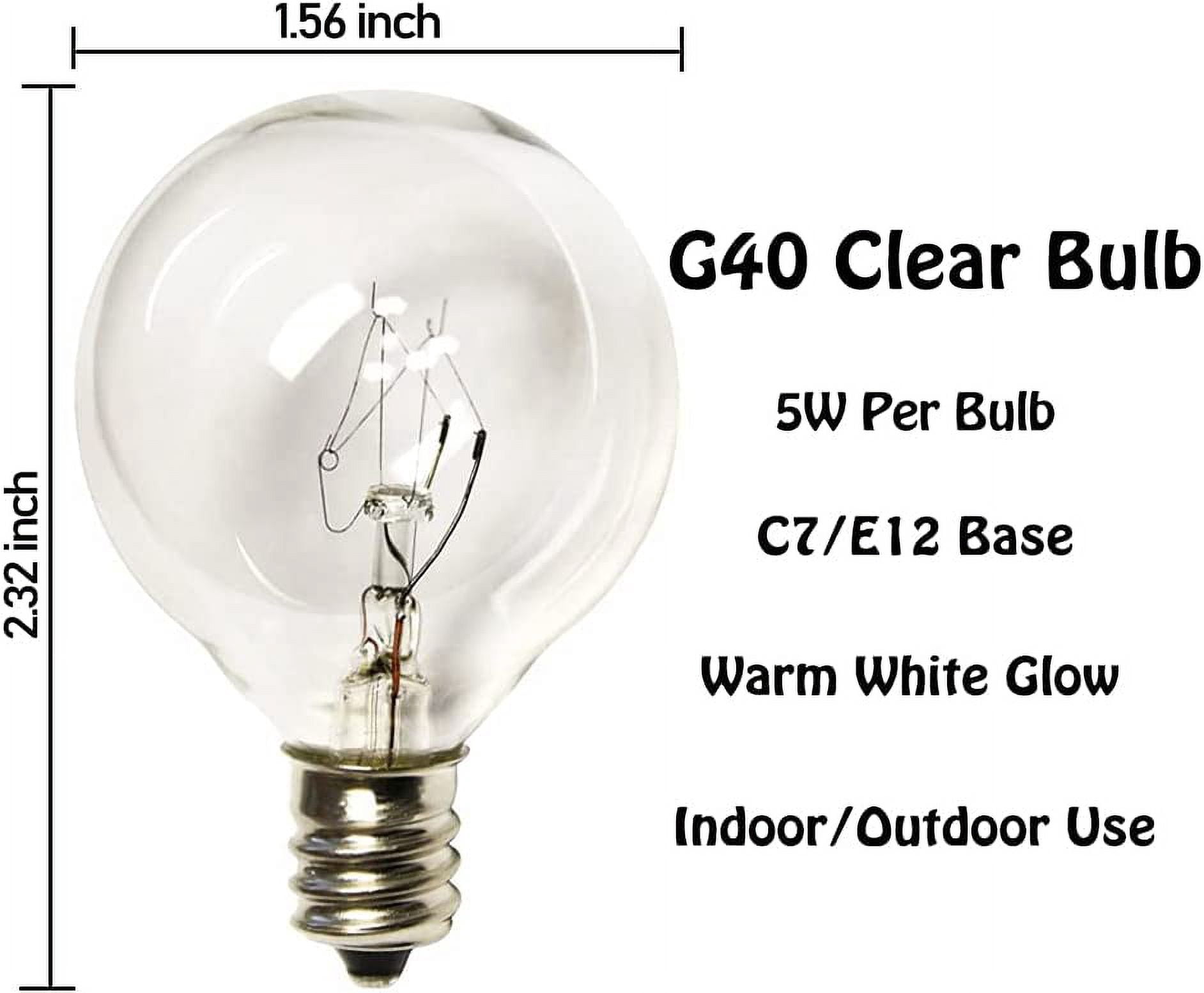 FUN-FUN-G40 Replacement Light Bulbs, 5W Globe Bulbs fits E12/C7 ...