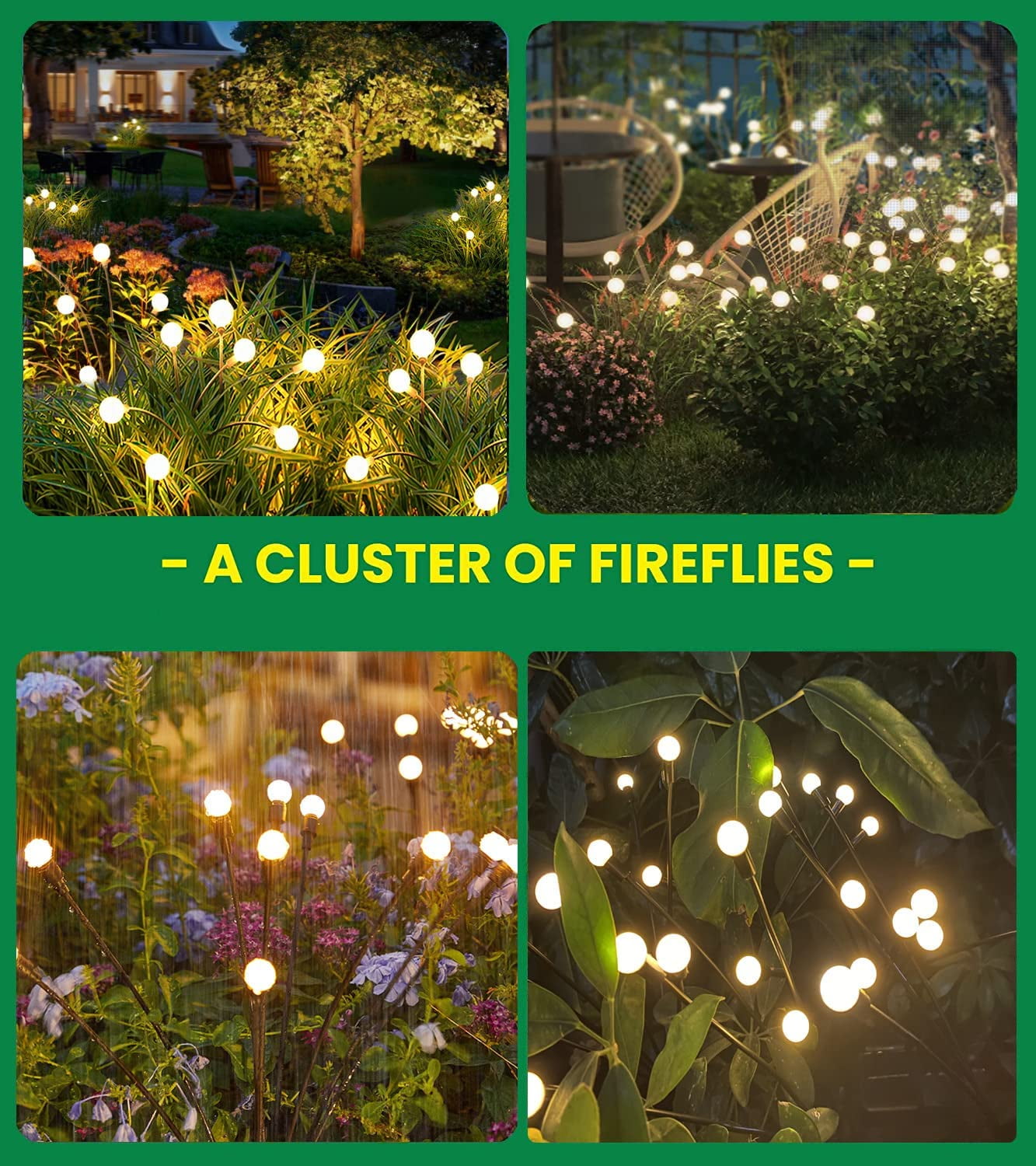 FUN-FUN-Garden Firefly Lights Solar ,2 Pack 6 LEDs Solar Powered ...