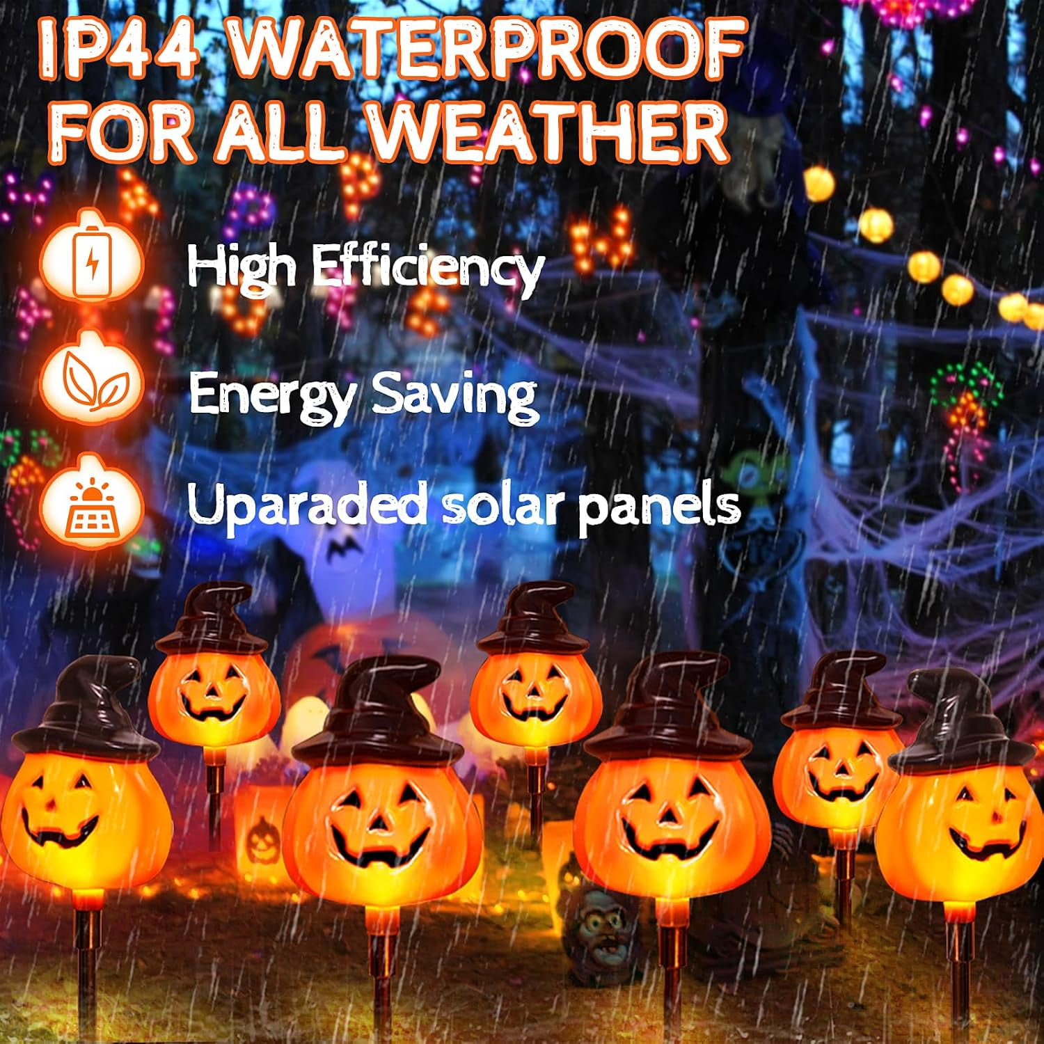 FUN-FUN-Halloween Solar Pumpkin Lights - 5 Pack Warm White Solar ...