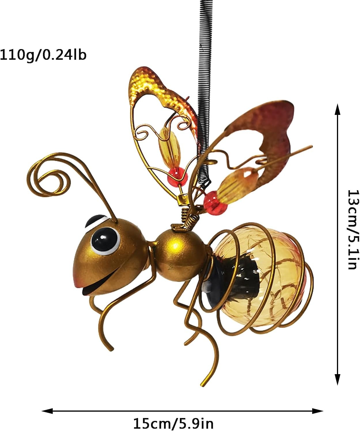 FUN-FUN-Honeybee Solar Lantern Garden Decor, LED Hanging Solar ...