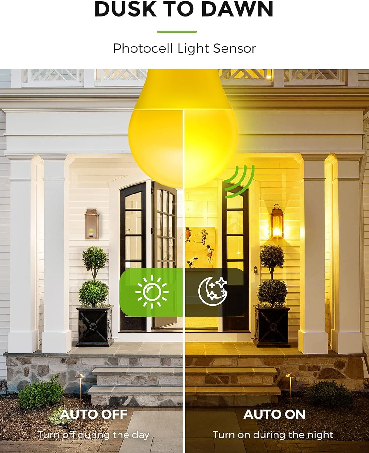 FUN-FUN-LOHAS Dusk to Dawn Bug Light Bulb Outdoor, A19 Yellow LED Bug ...