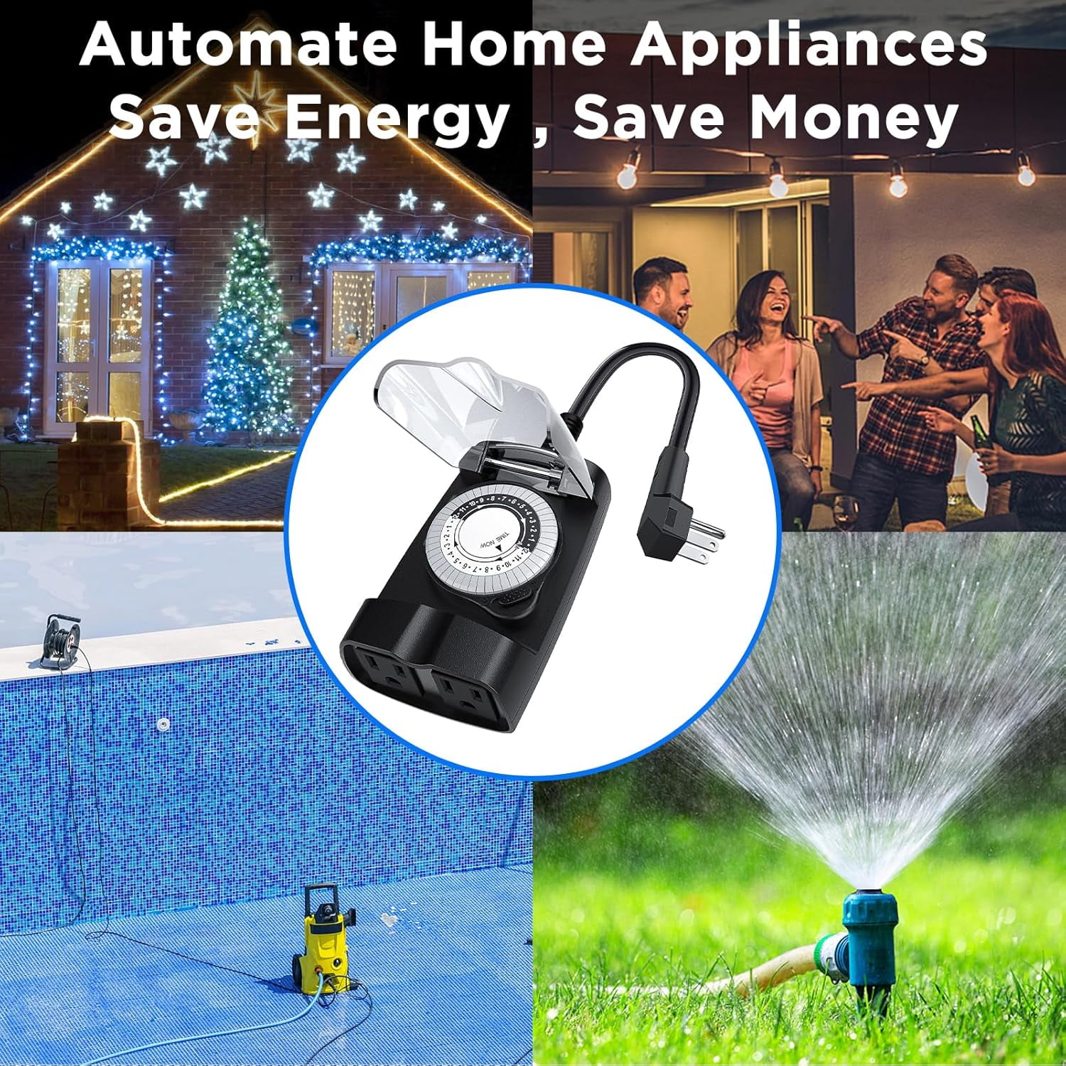 FUN-FUN-Outdoor Timer Waterproof, 24 Hour Light Timer, Timers for ...