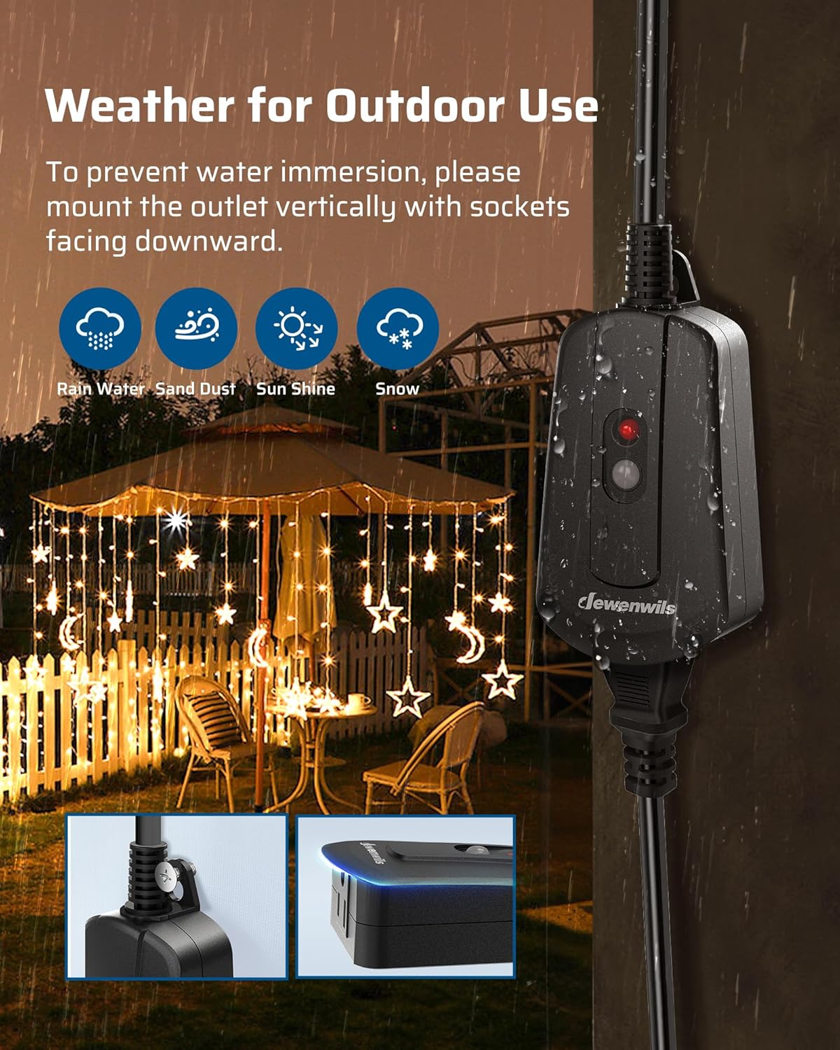 FUN-FUN-Outdoor Wireless Remote Control Outlet, 15 amp Heavy Duty Weatherproof Remote Controlled ...