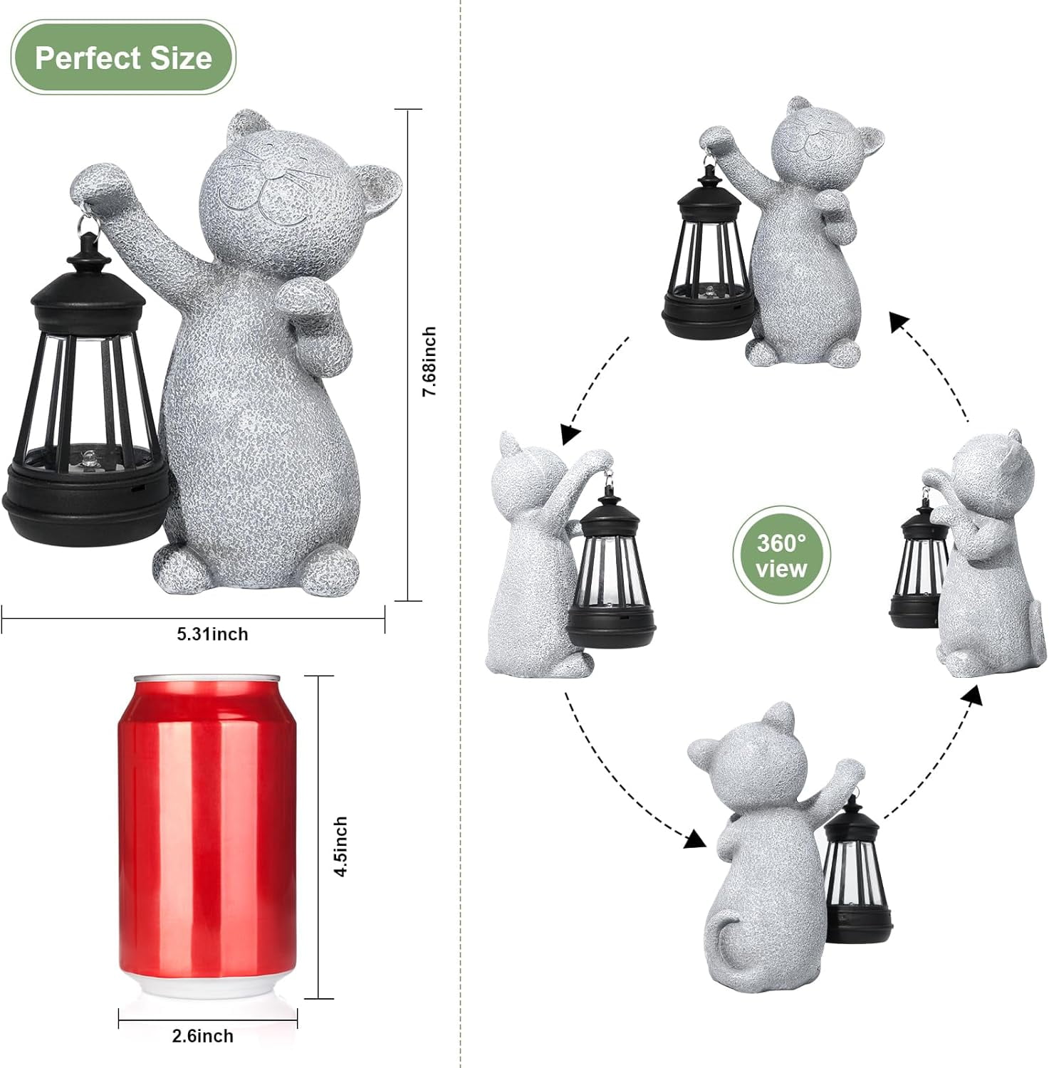 FUN-FUN-Solar Lights Outdoor Garden Sculptures&Statues, Cat Garden ...