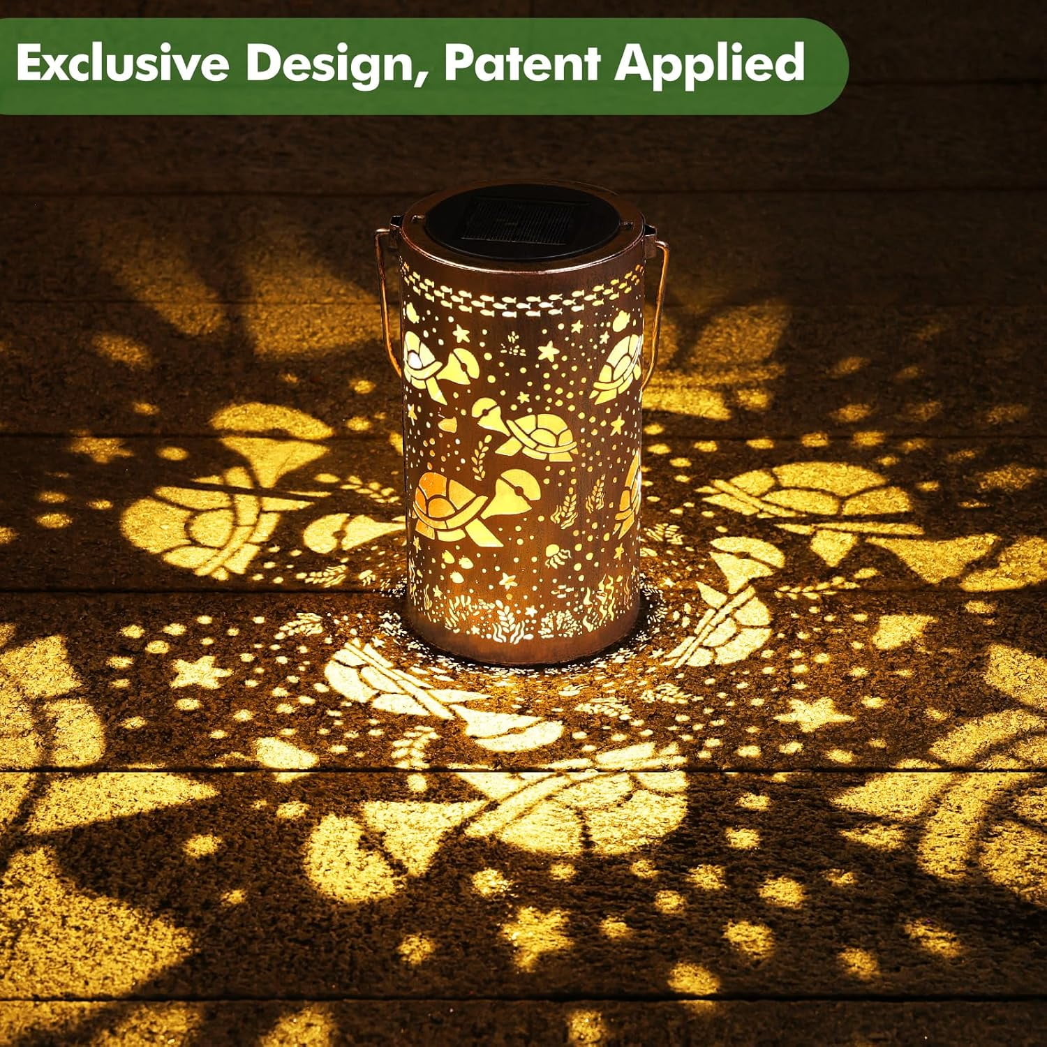 FUN-FUN-Turtle Solar Lanterns Outdoor Waterproof - Metal Hanging Solar ...