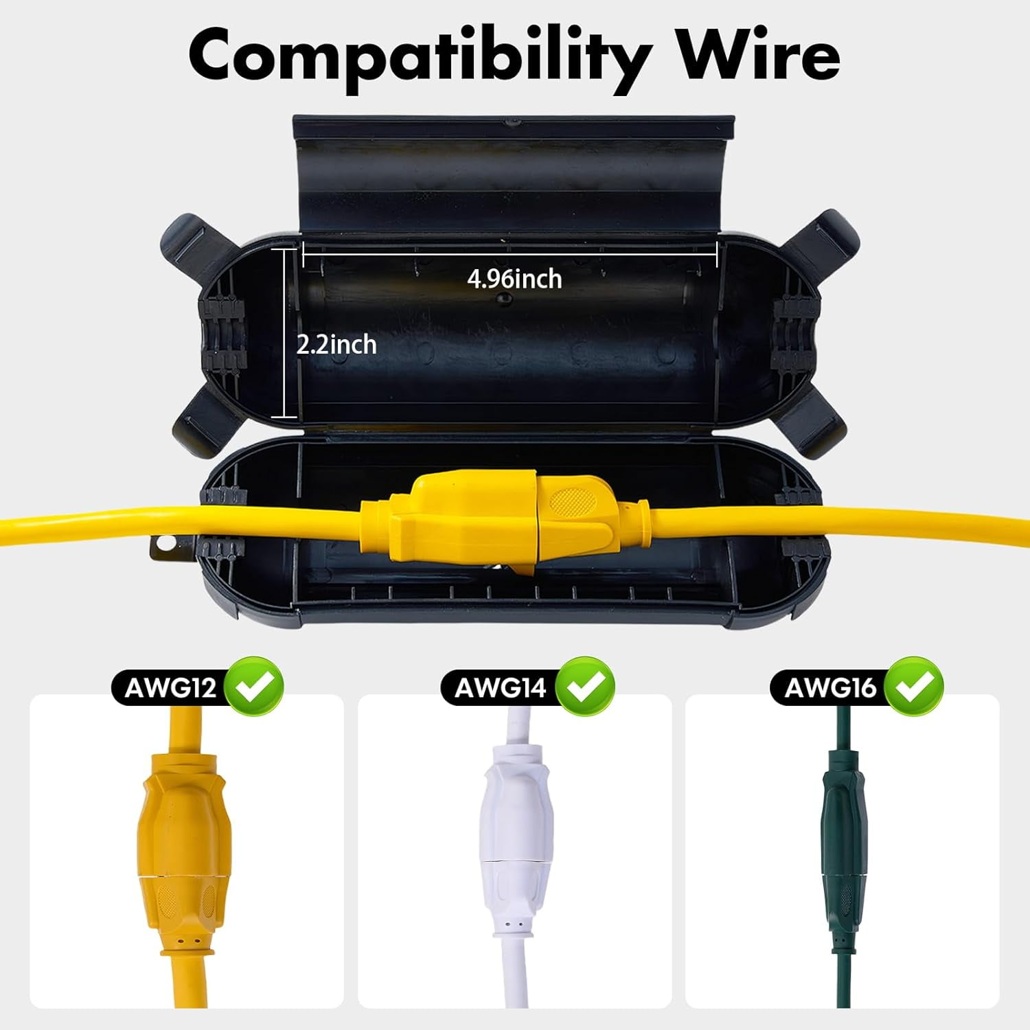 FUN-FUN-YOJOE 2 Pack Outdoor Extension Cord Cover Waterproof, Black ...