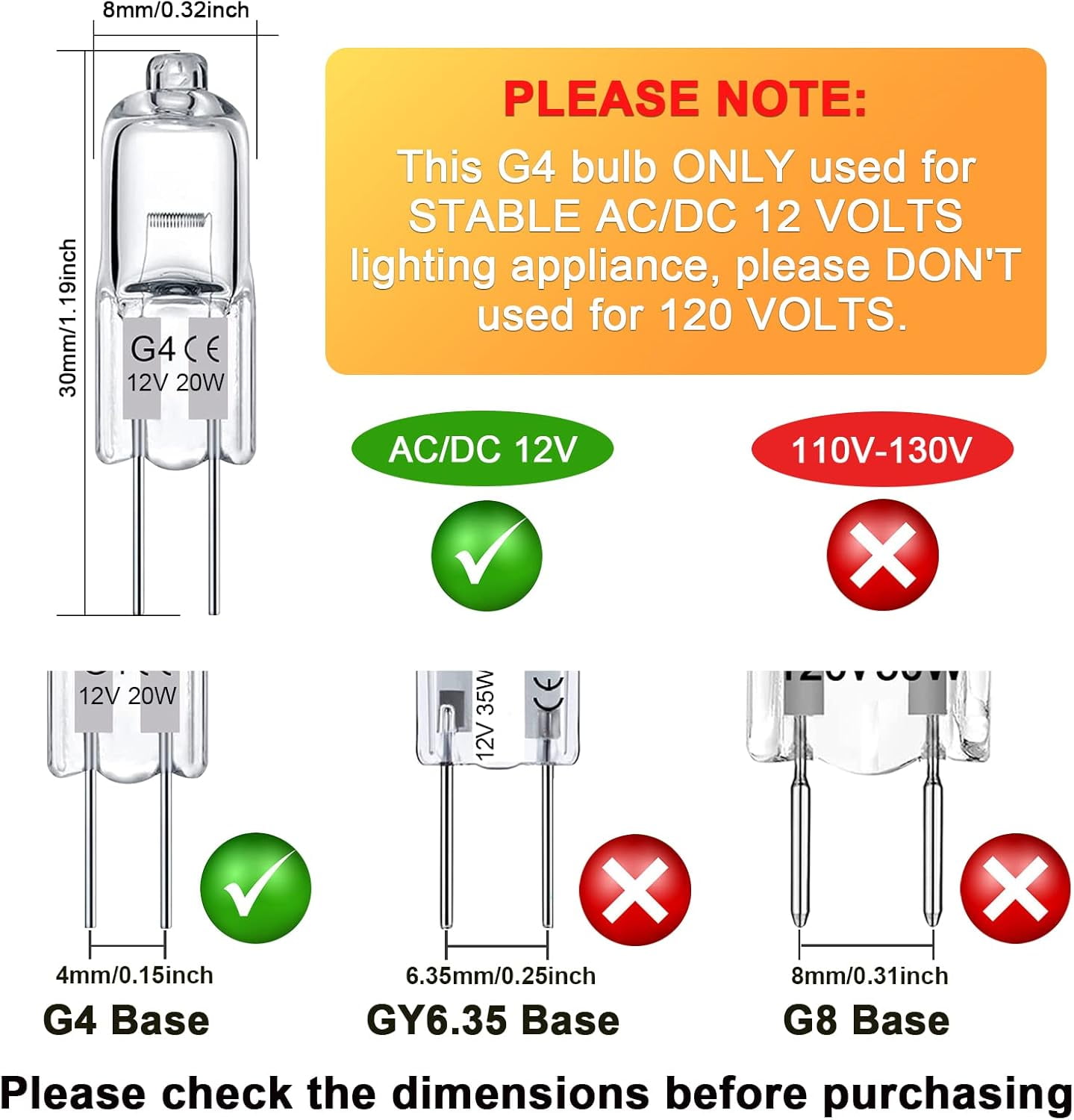 FUN-G4 Halogen Bulb 12V 20W, 12 Pack Dimmable, T3 JC Type G4 Base Bi ...