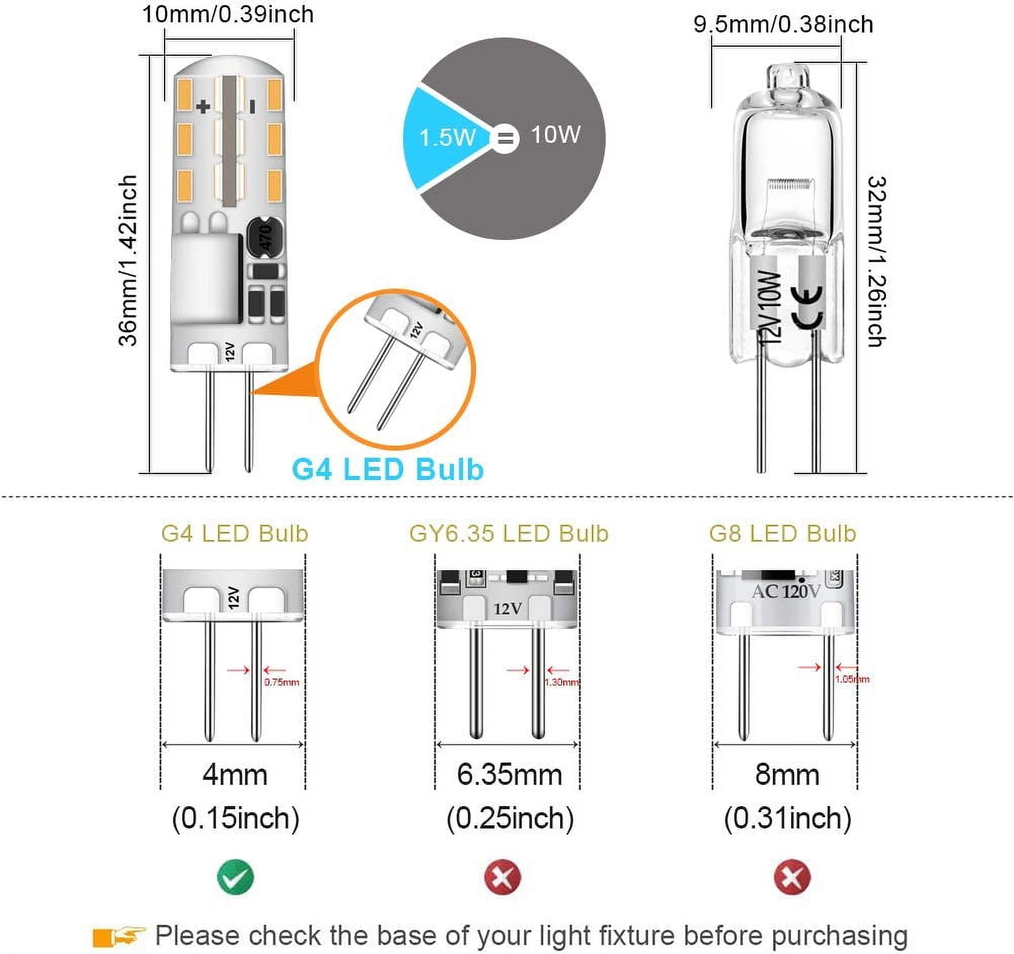 TRHOO-G4 LED Bulb JC Type Bi-Pin Base Light Bulbs 1.5W AC/DC 12V Warm ...