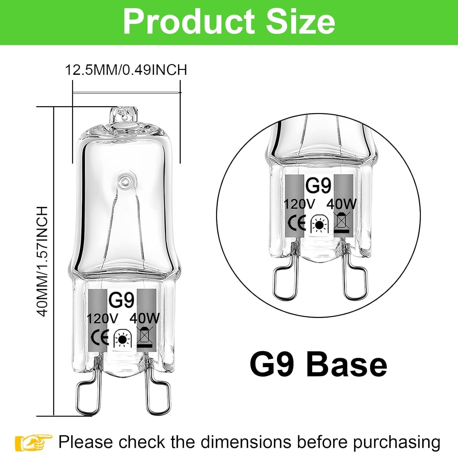 FUN-G9 Bulb 40W, 12 Pack G9 Halogen Light Bulbs 2 Pin Base T4 JCD Type ...