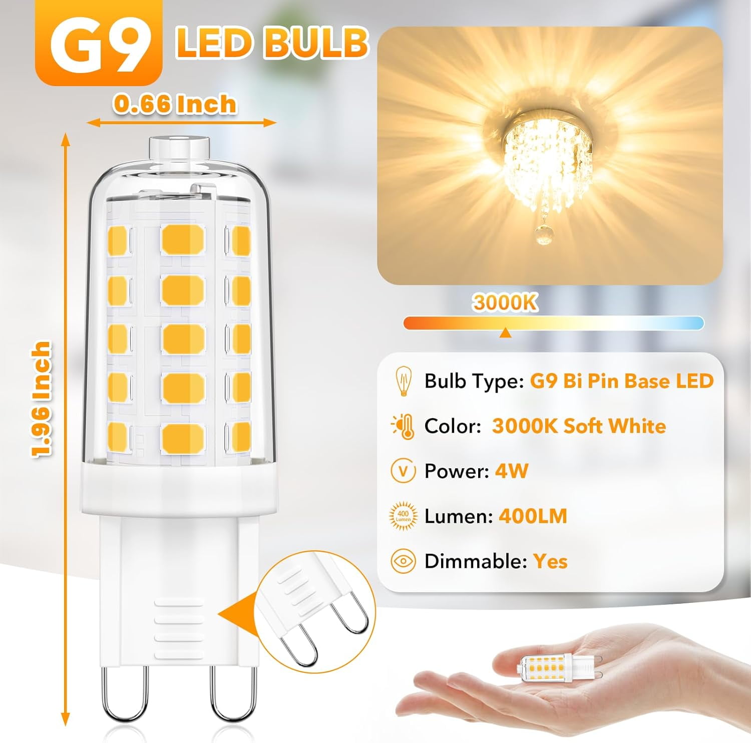 TRHOO-G9 LED Bulb Dimmable, Soft White 3000K, 40W T4 Halogen Equivalent ...